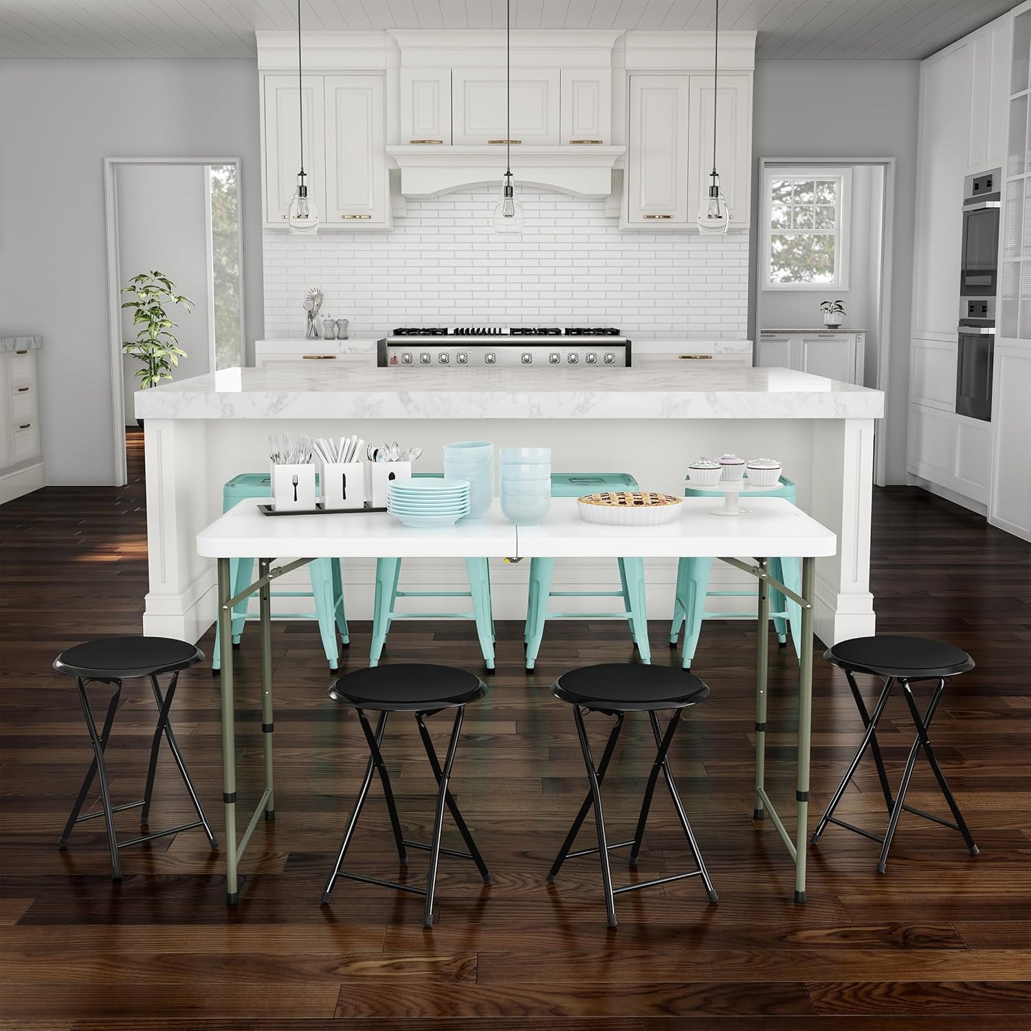 Folding Bar Stools - Set of 4 Heavy-Duty 18-Inch Stool - 225lb Capacity ...