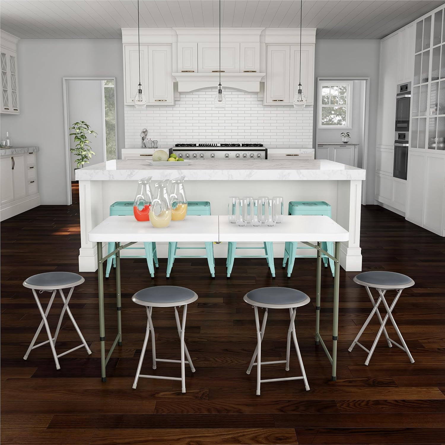 Folding Bar Stools - Set of 4 Heavy-Duty 18-Inch Stool with 225lb ...