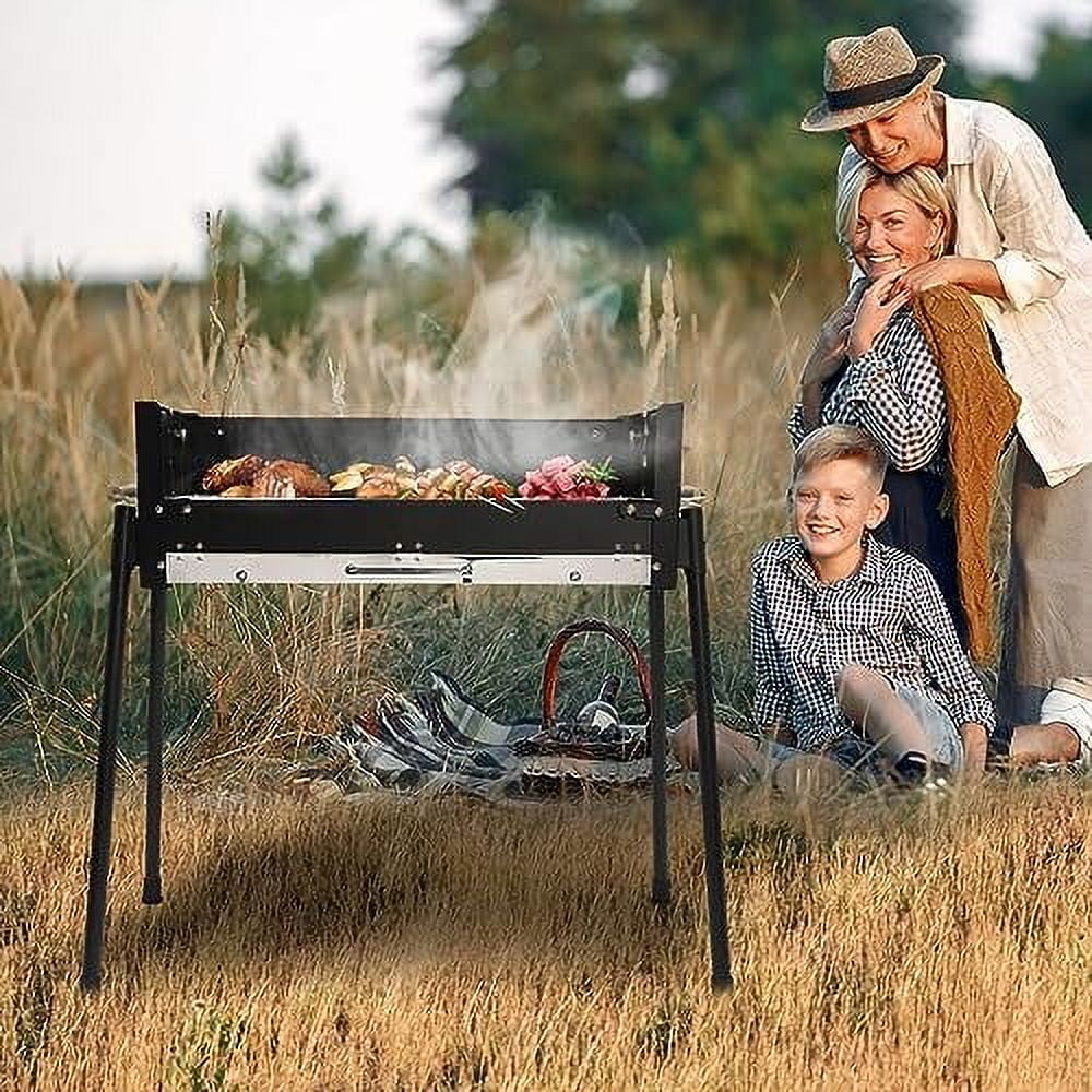 Folding Barbecue Charcoal Grill, Portable Stainless Steel BBQ Tool Kits for Outdoor, Grill Mesh ...