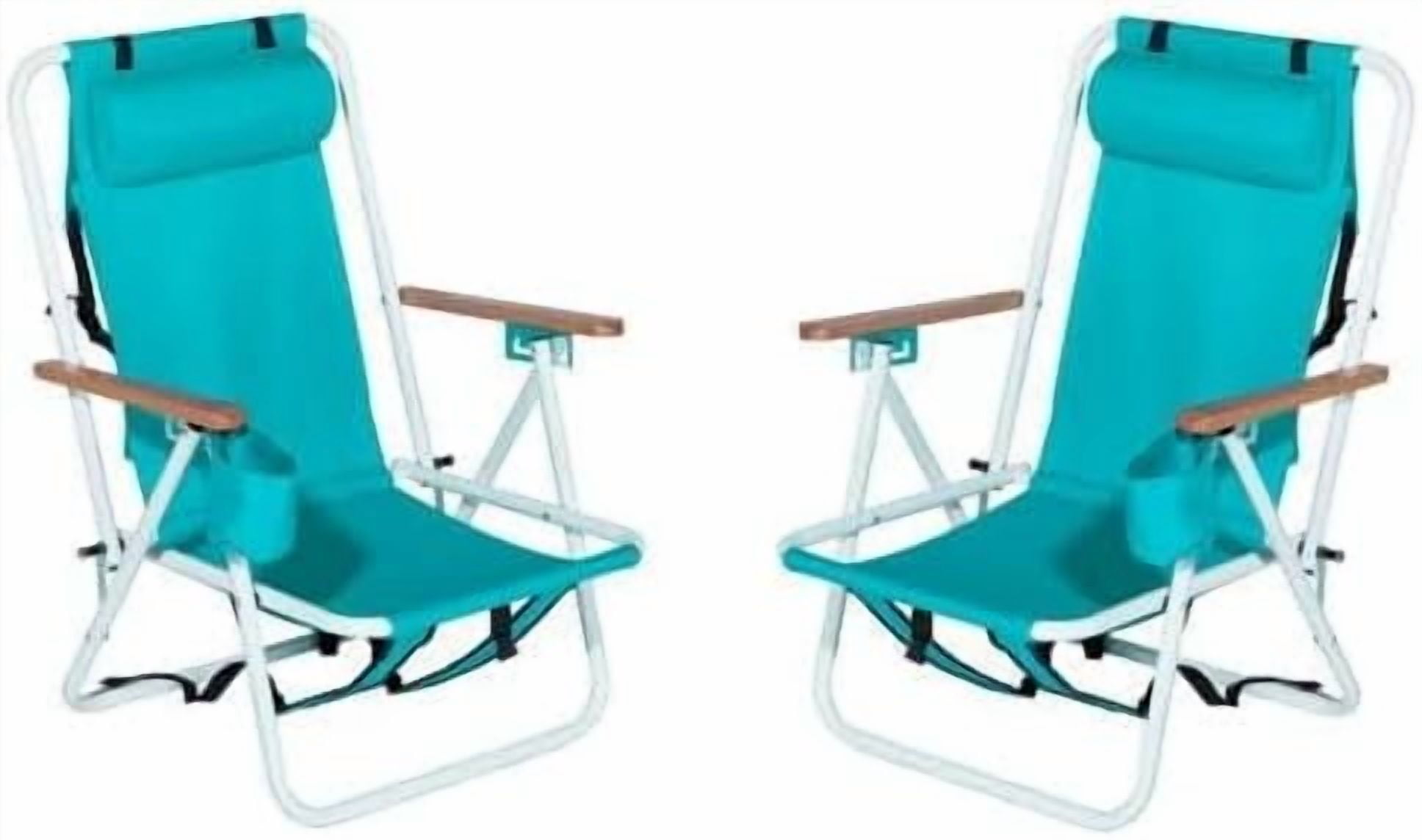 Folding Beach Chair, 4 Position Reclining Backpack Camping Chairs with ...