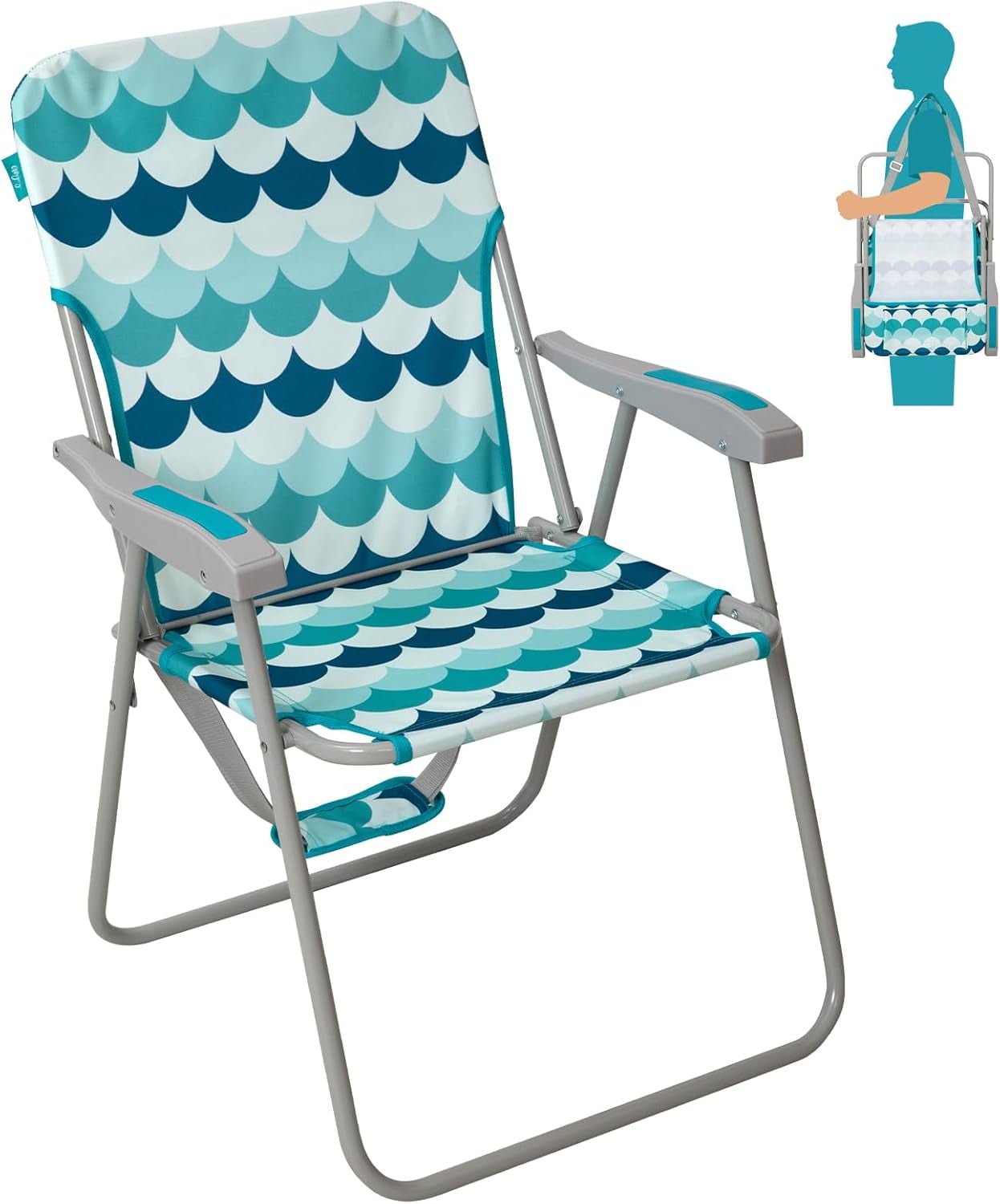 Folding Beach Chair for Adults, Lightweight Beach Chair with Shoulder ...