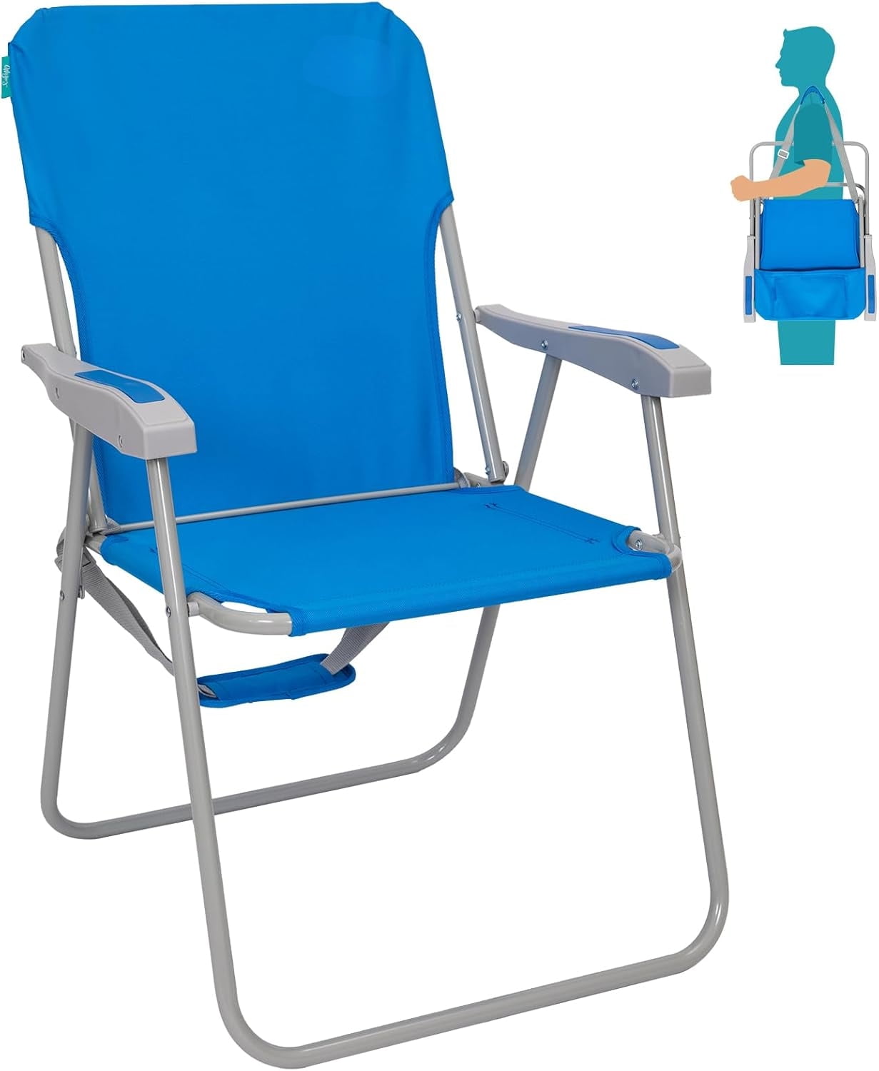 Folding Beach Chair for Adults, Lightweight Beach Chair with Shoulder ...
