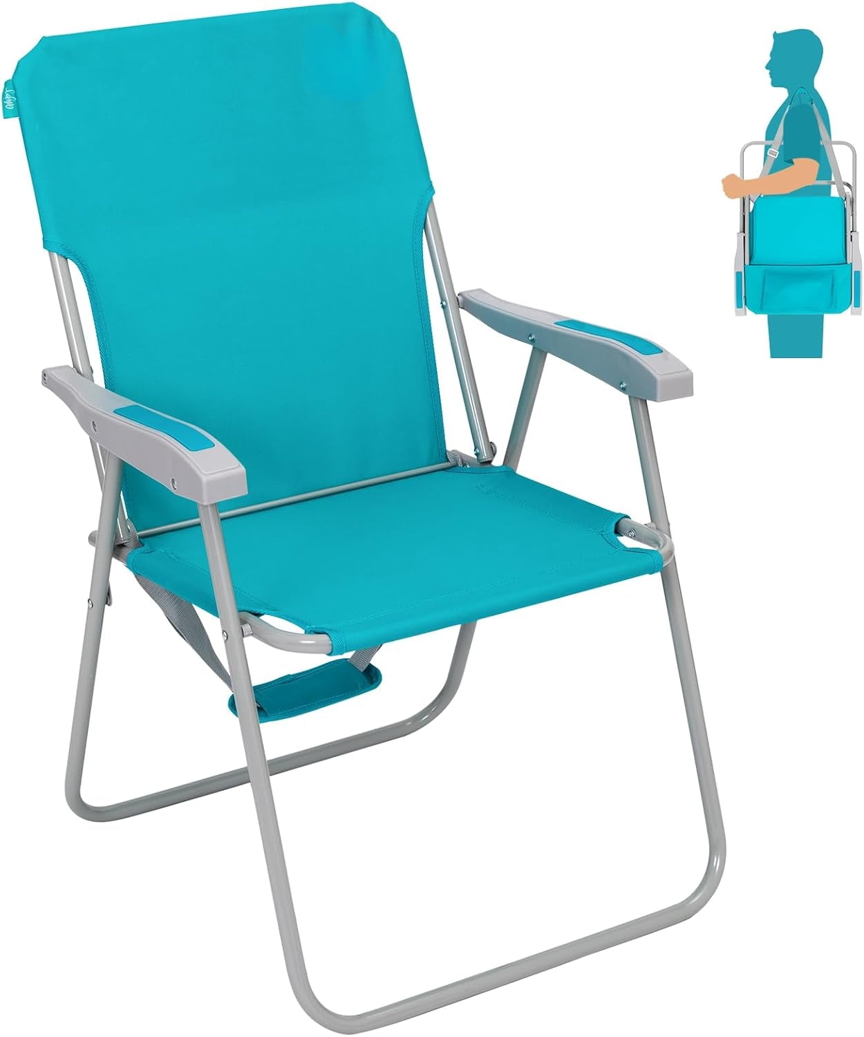 Folding Beach Chair for Adults, Lightweight Beach Chair with Shoulder ...