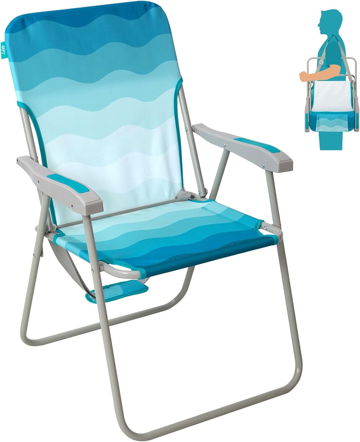 Folding Beach Chair for Adults, Lightweight Beach Chair with Shoulder ...