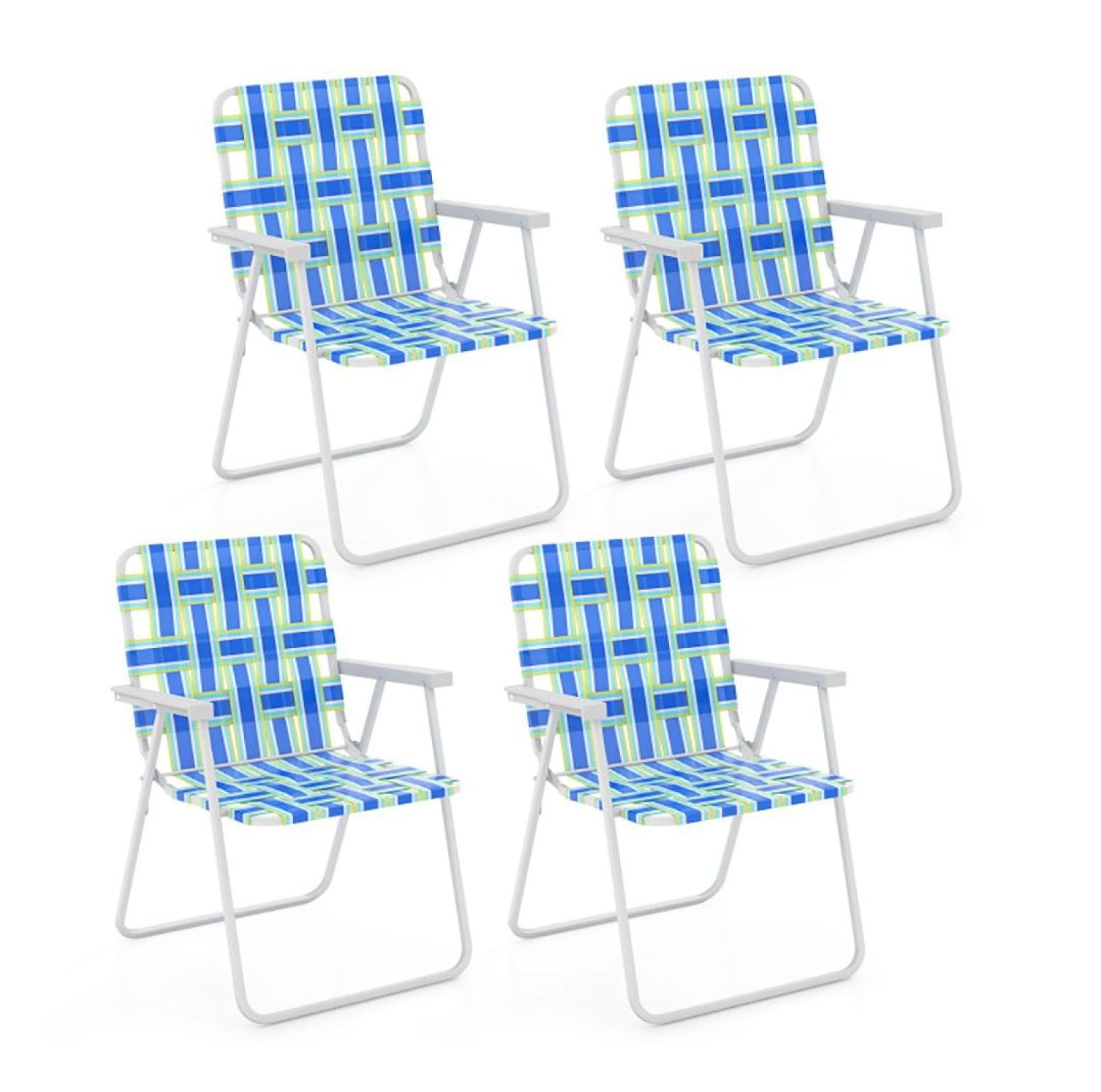 Folding Beach Chair Camping Chair - Portable Lawn Chair with Webbing ...