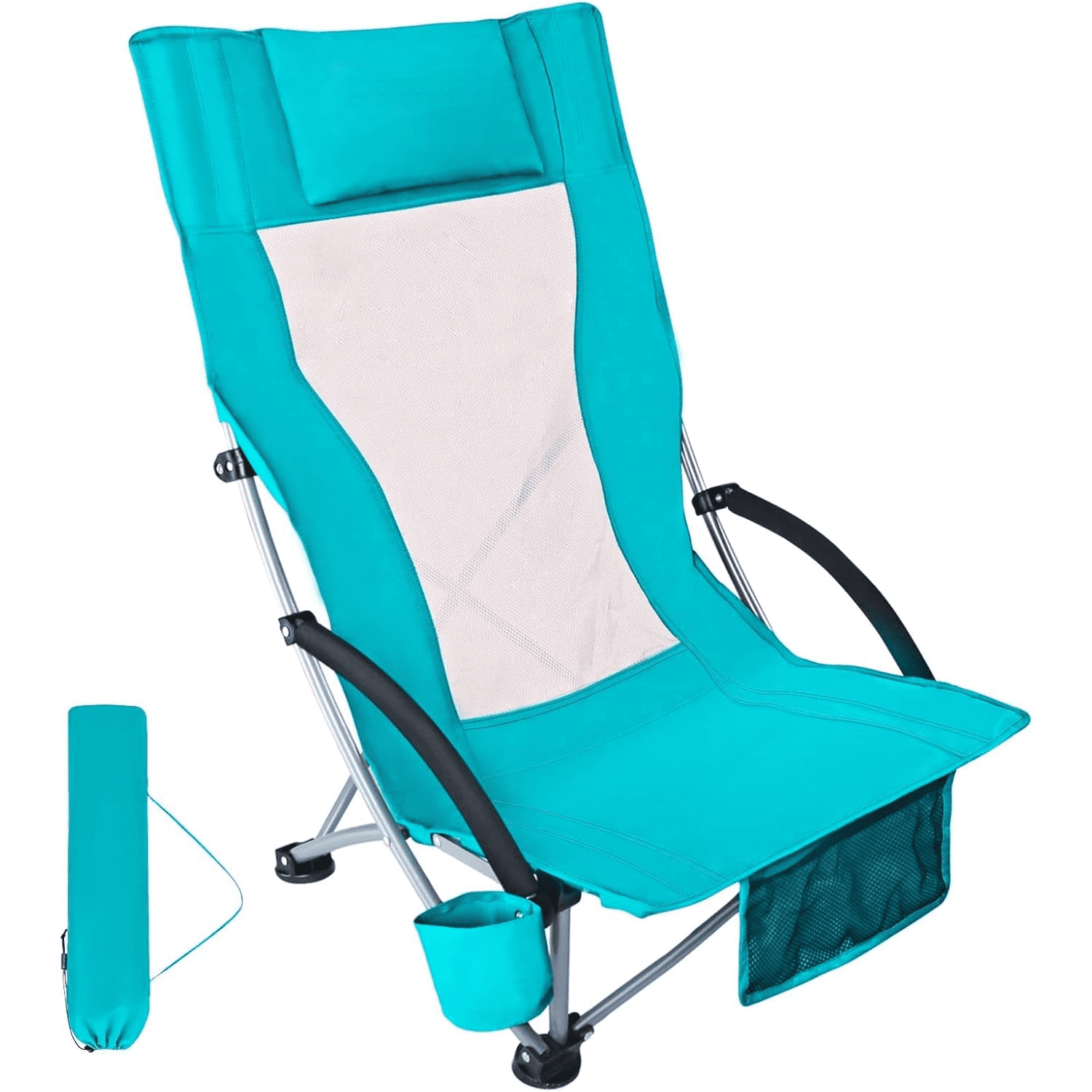 Folding Beach Chair High Back Lightweight Portable Backpack Chair with ...