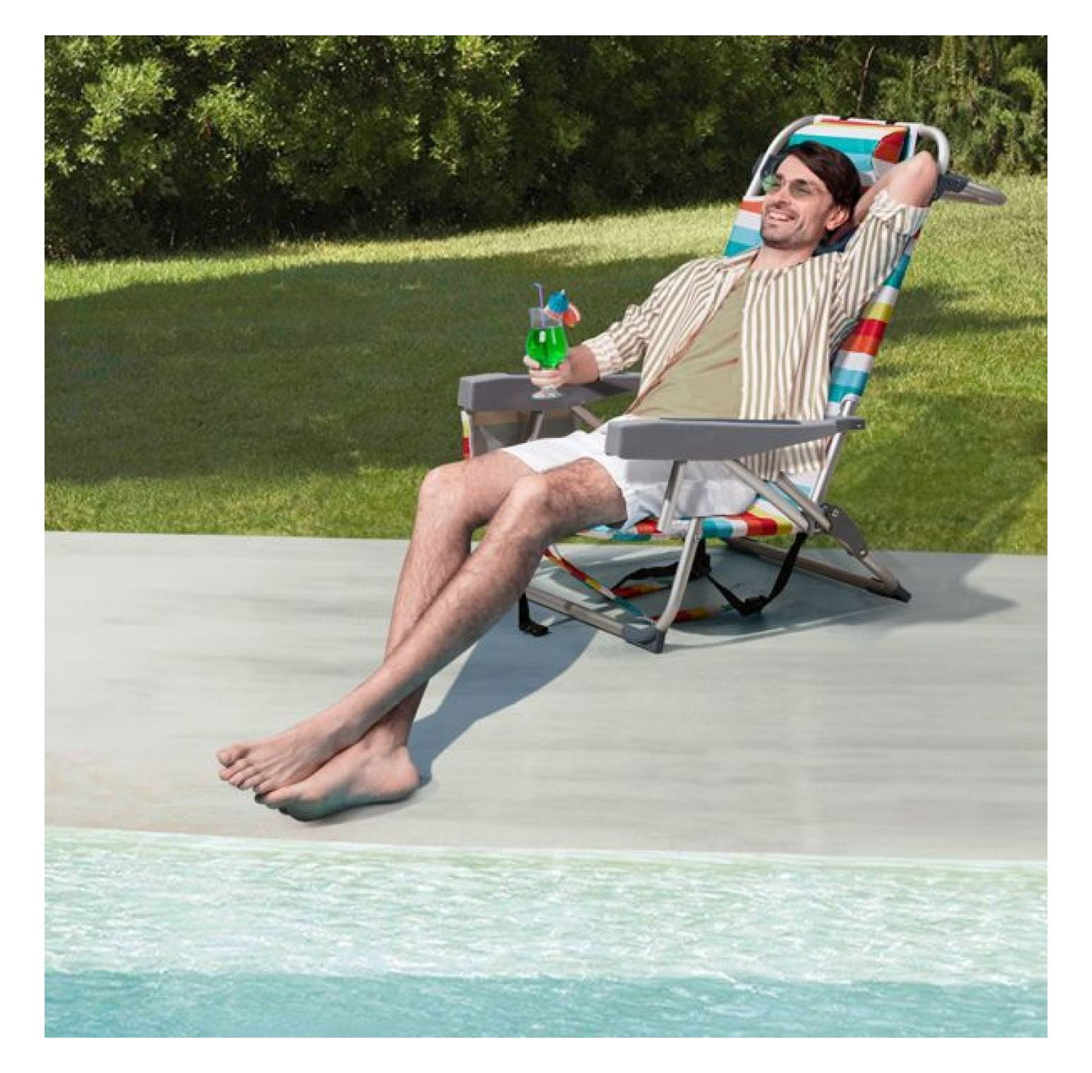 Folding Beach Chair, Rainbow Stripes, 220lbs Capacity - Walmart.com