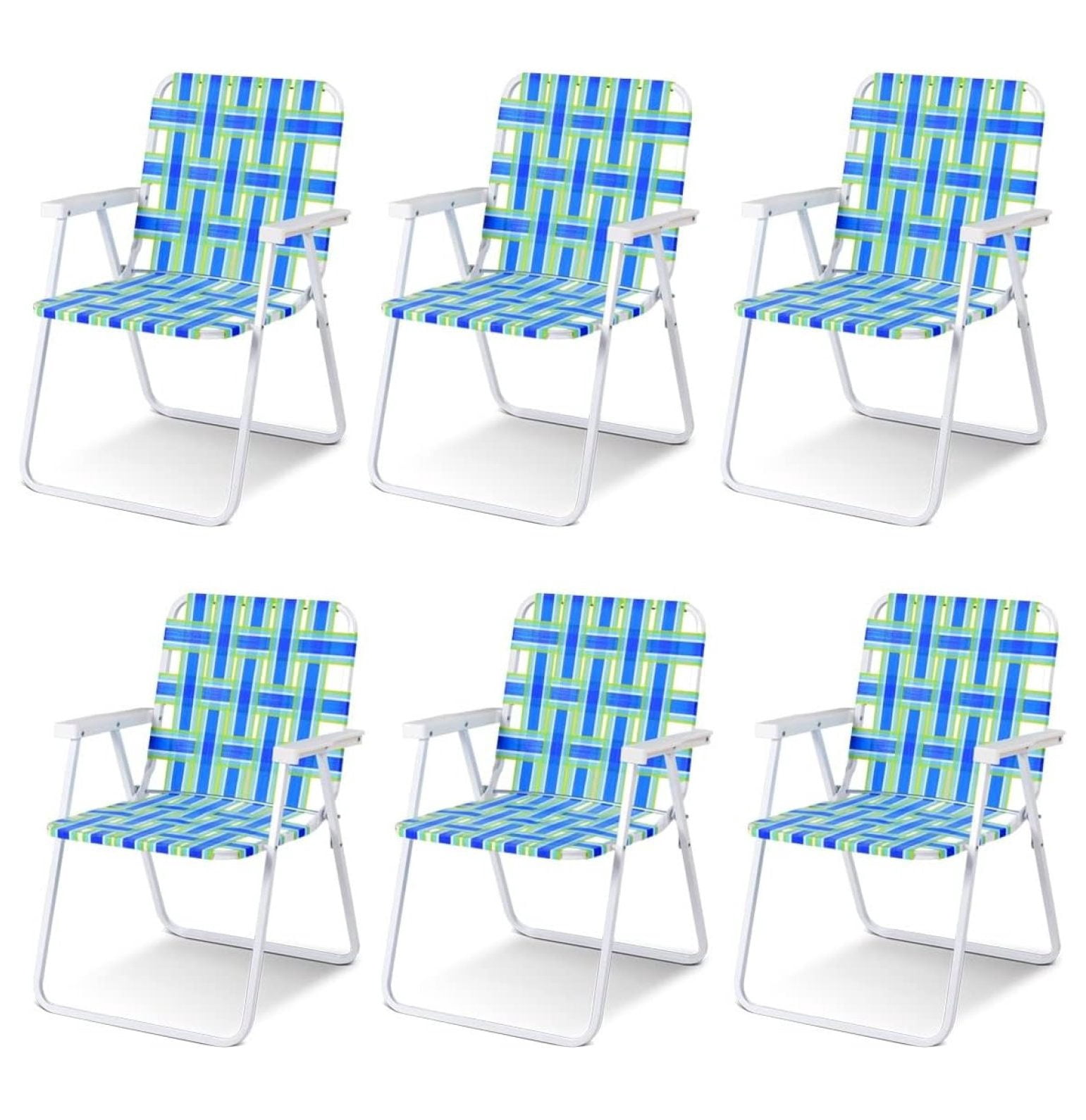Folding Beach Chairs Set of 6, Portable Camping Chairs, 265 LBS ...