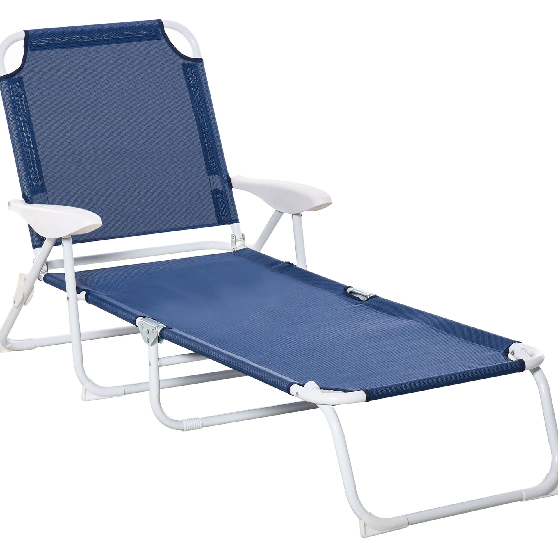 Folding Beach Sunbed Relax Chair - 4 Positions Adjustable, , Metal ...