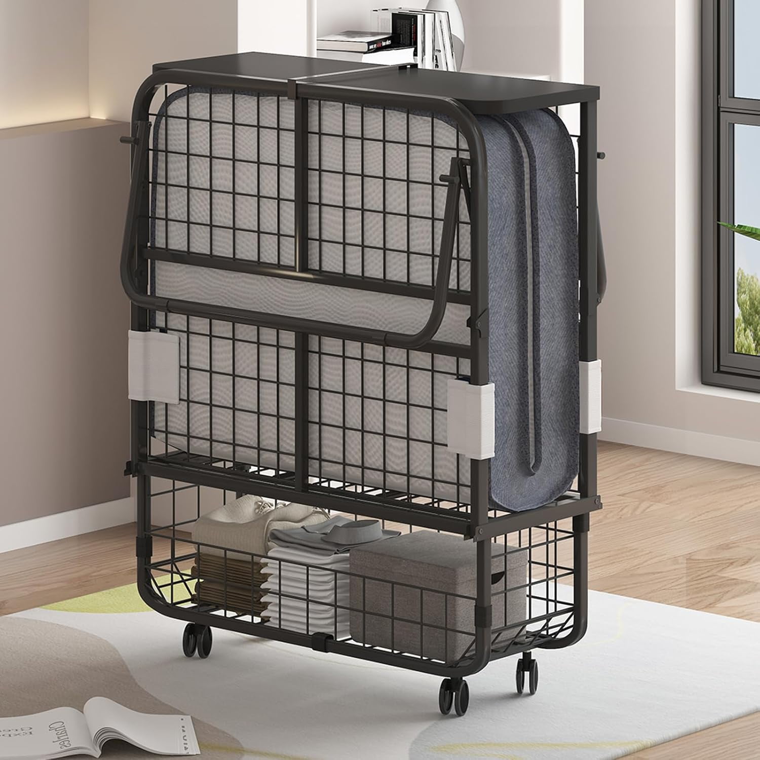 Folding Bed with 5'' Mattress for Adults, Rollaway Sofa for Adults with ...