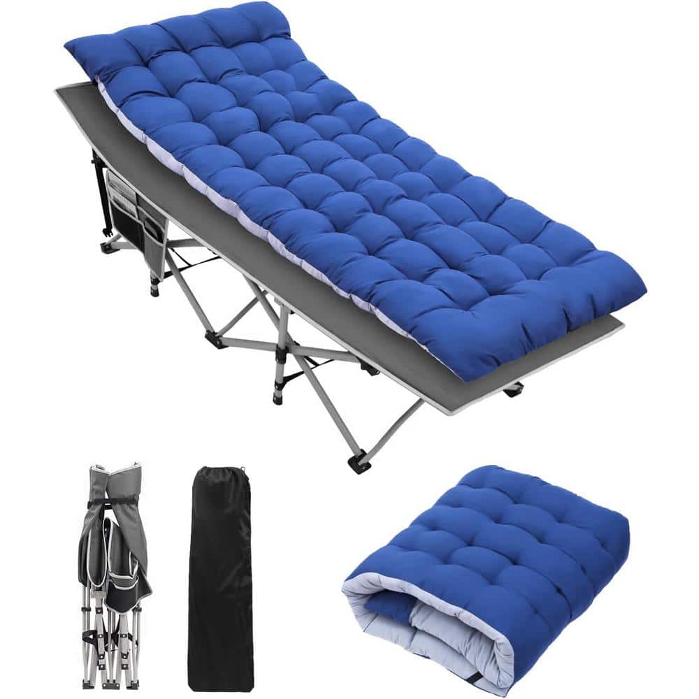 Folding Bed Cot with 2 in. Mattress, 75 in. x 28 in. Folding Camping ...
