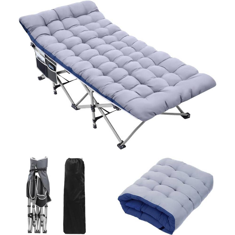 Folding Bed Cot with 2 in. Mattress, 75 in. x 28 in. Folding Camping ...