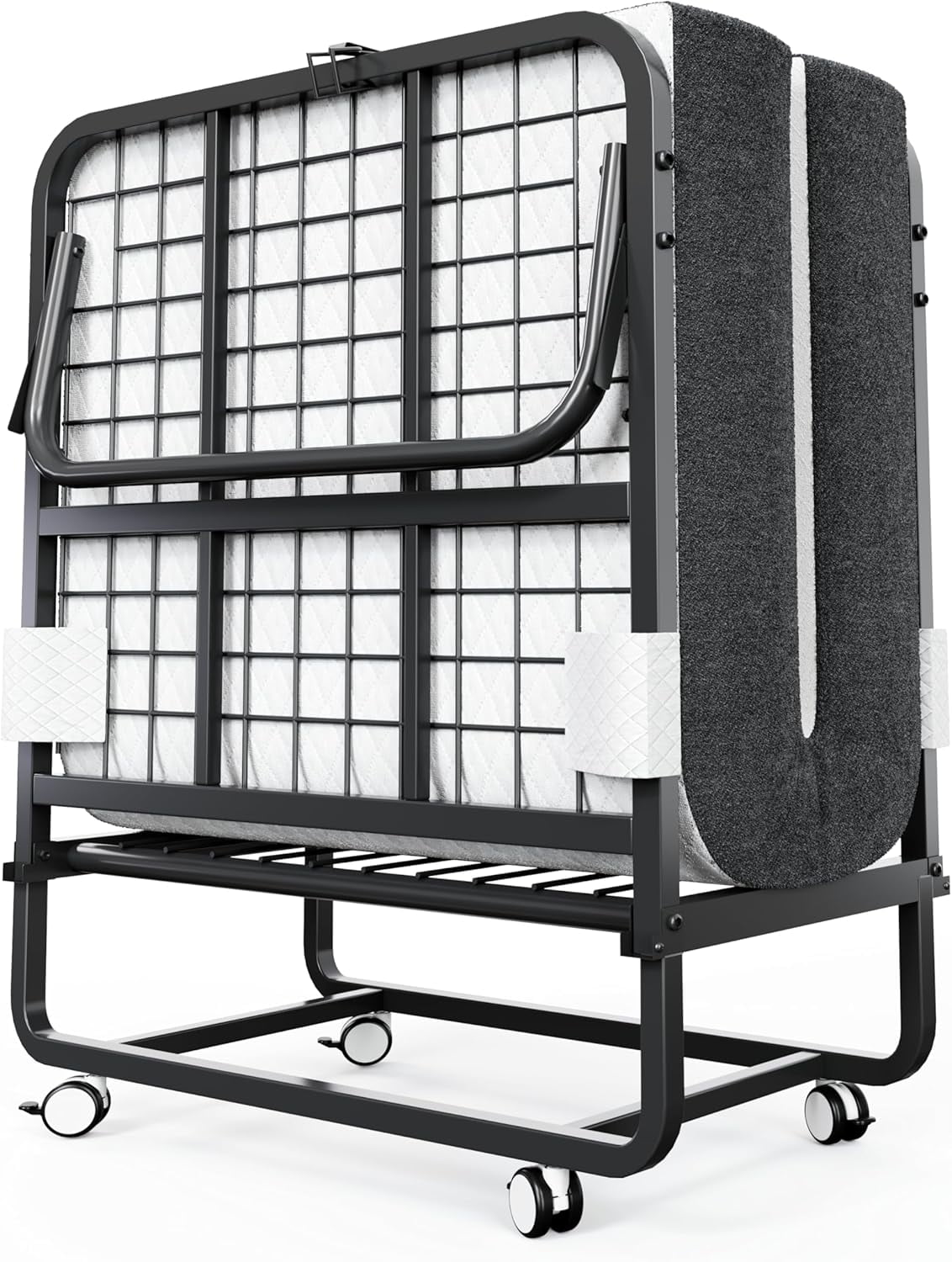 Folding Bed with Mattress - 75” x 38” Twin Size Frame - Portable ...