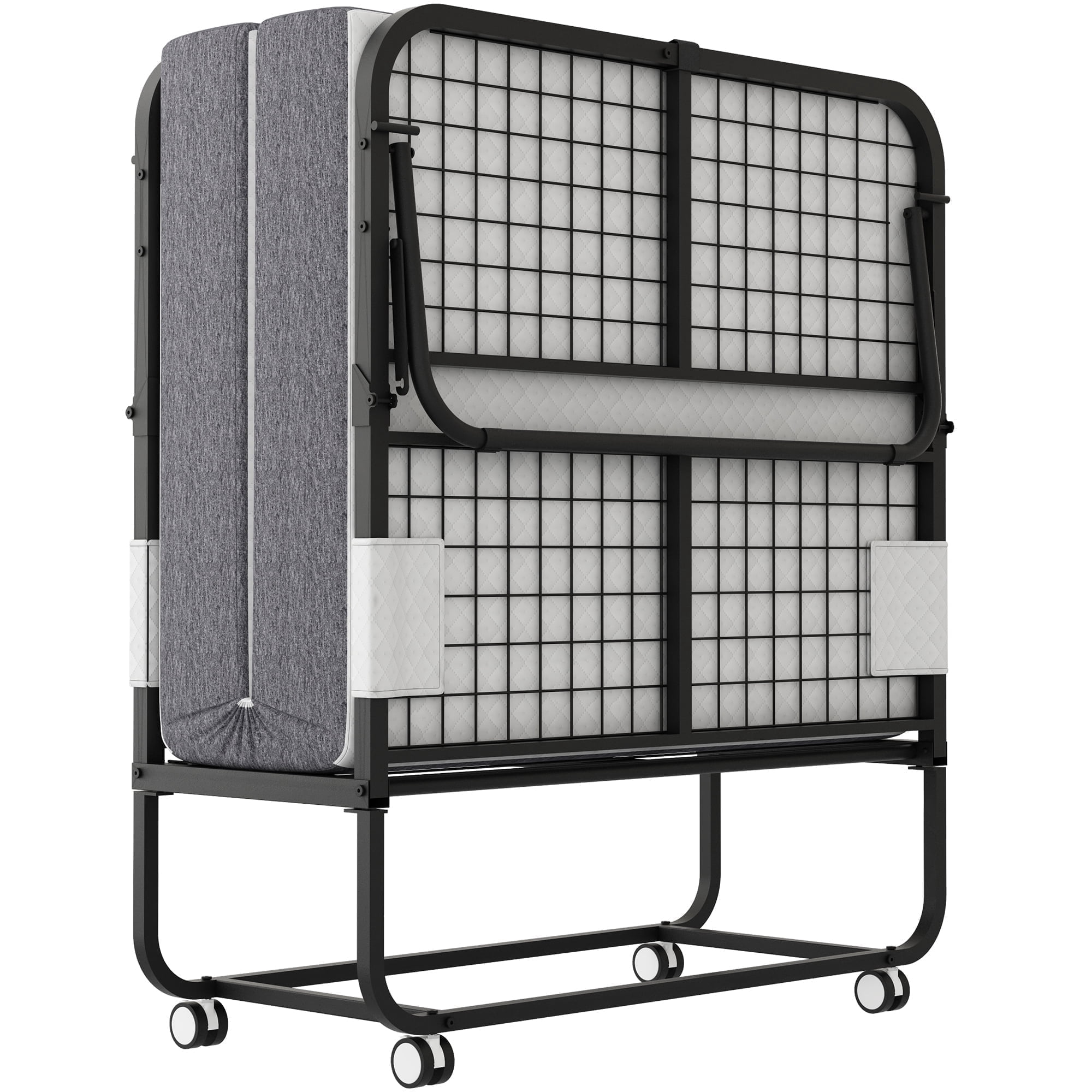 Folding Bed with Mattress 75" x 46" Large Twin XL Size Folded Bed ...