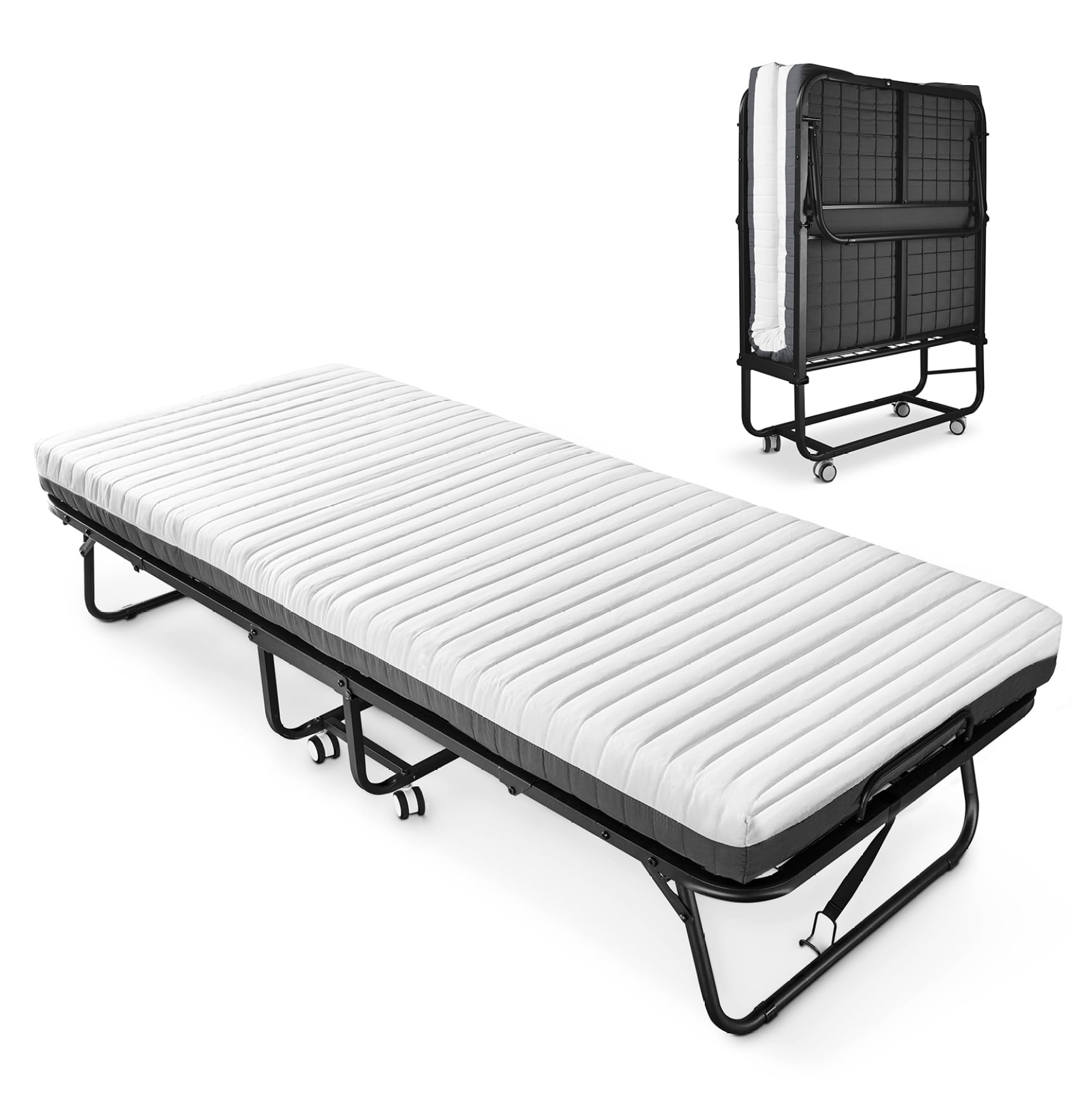 Folding Bed with Mattress Included Memory Foam, Portable Roll Away ...