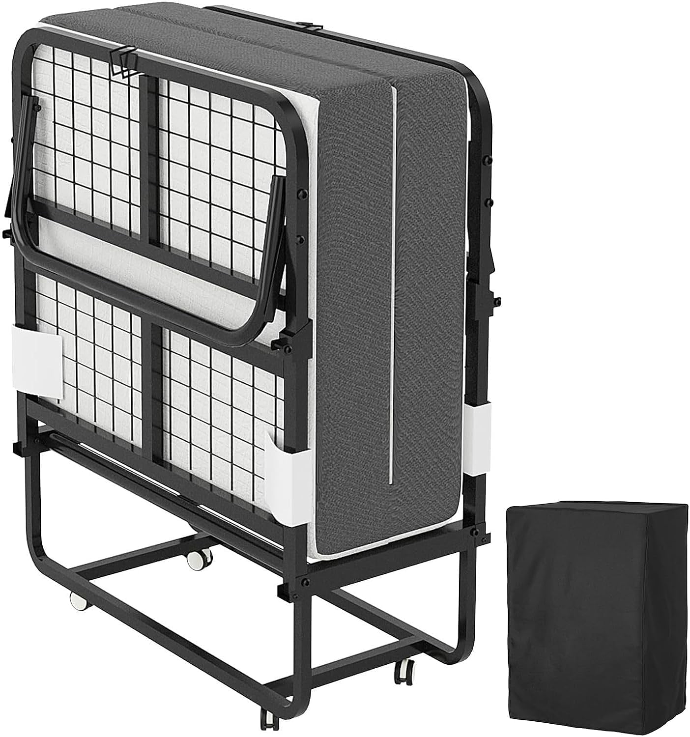 Folding Bed with Mattress - Portable Foldable Roll Away Adults Bed for ...