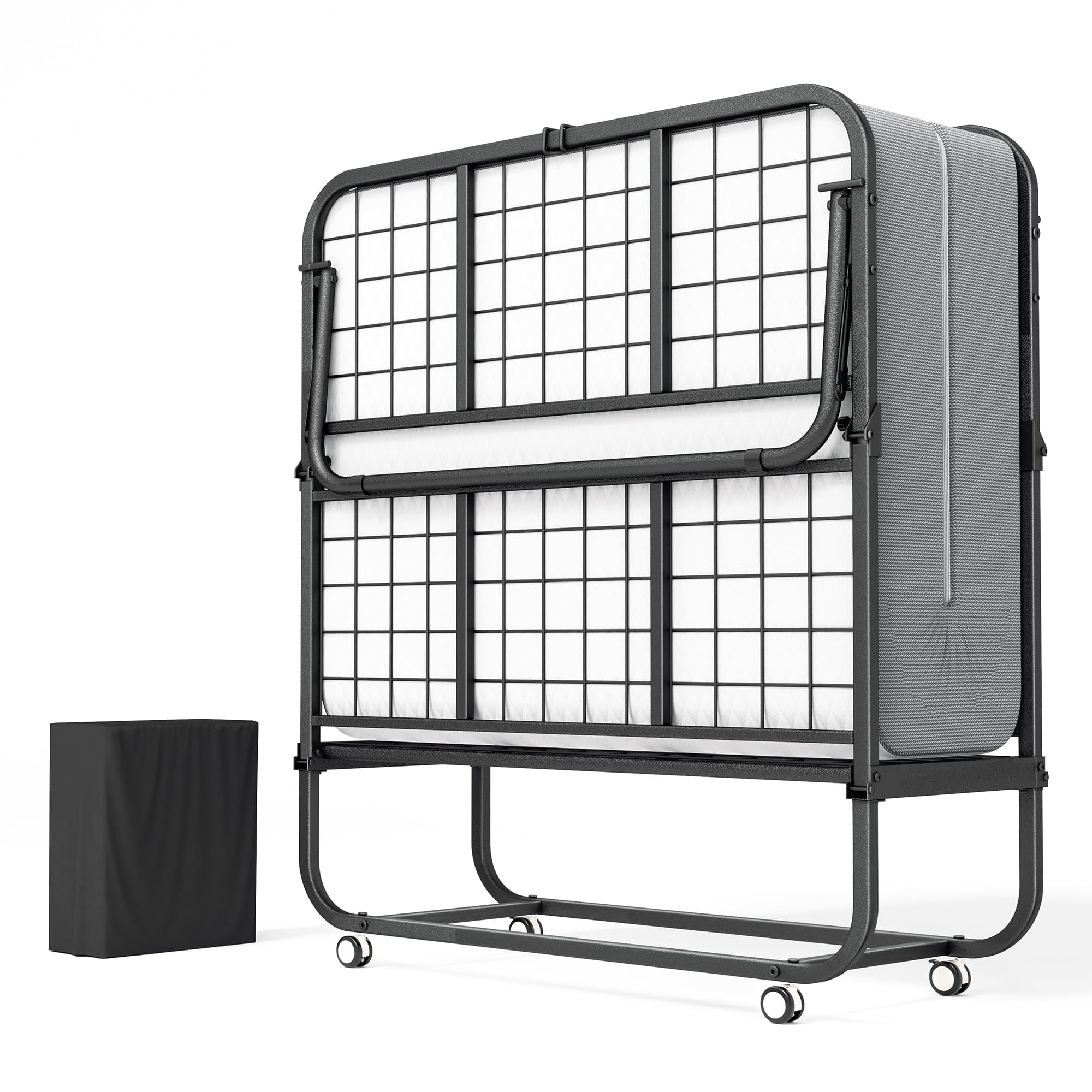 Folding Bed with Mattress, Rollaway Bed with Mattress for Adults, 5 ...