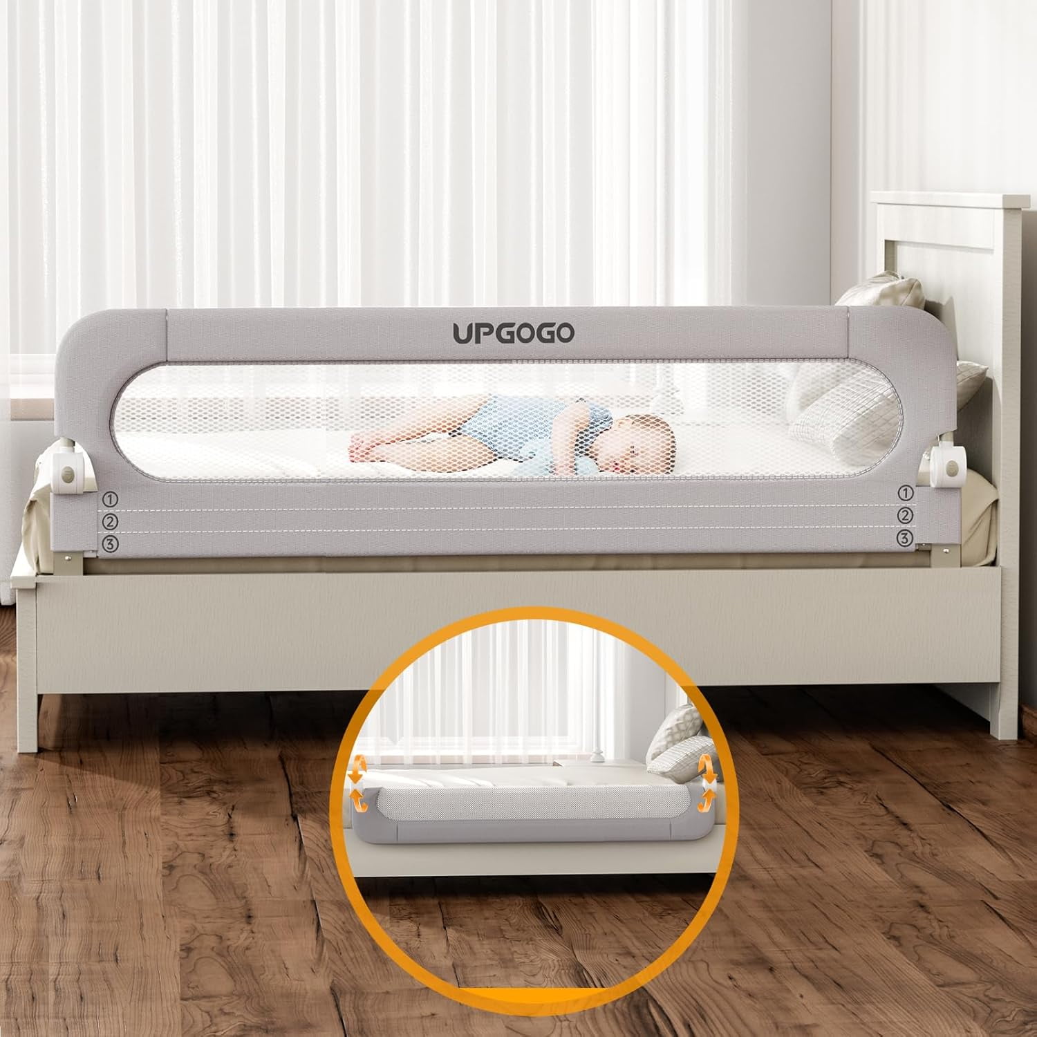Folding Bed Rail for Toddlers,Baby Bed Rail Guard with Reinforced ...