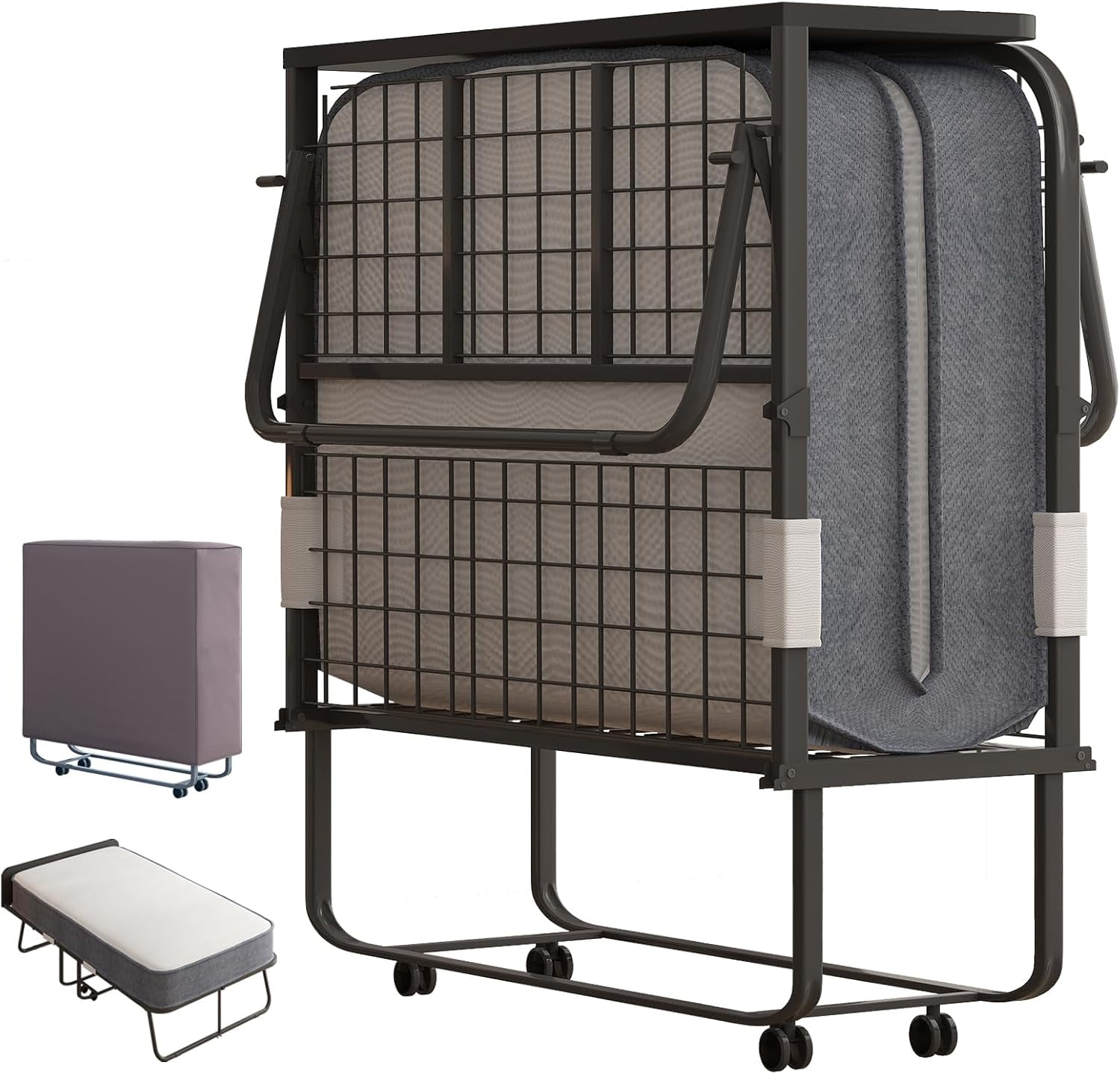 Folding Bed, Rollaway Bed with 5" for Adults, Twin Size Portable Beds ...