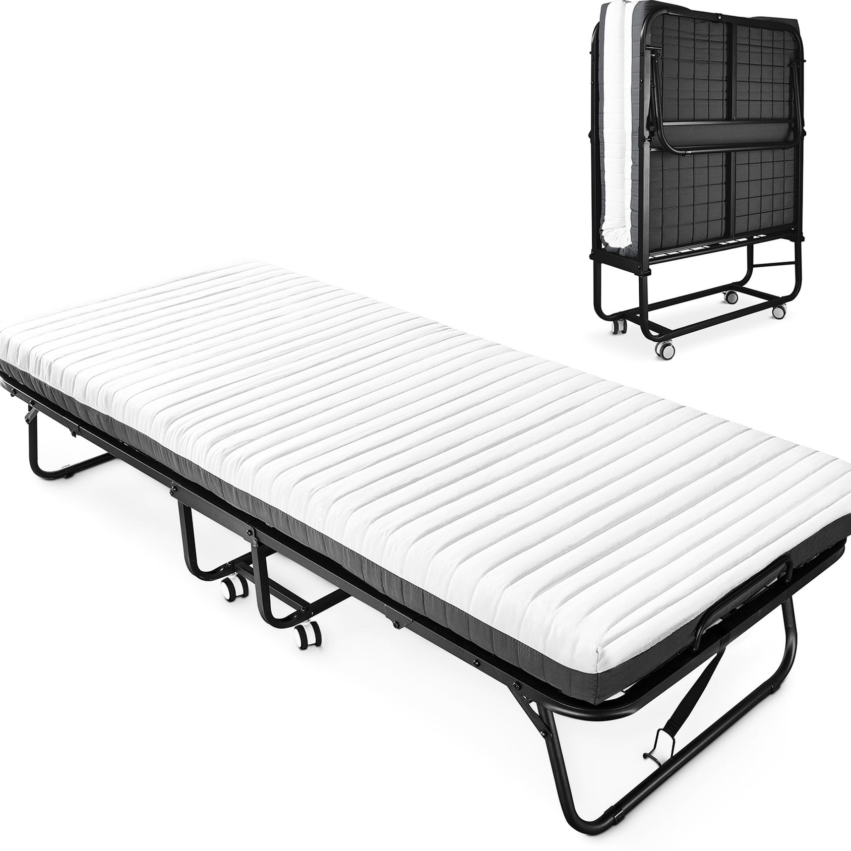 Folding Bed with Memory Foam | High - Capacity Load for Adults | Space ...