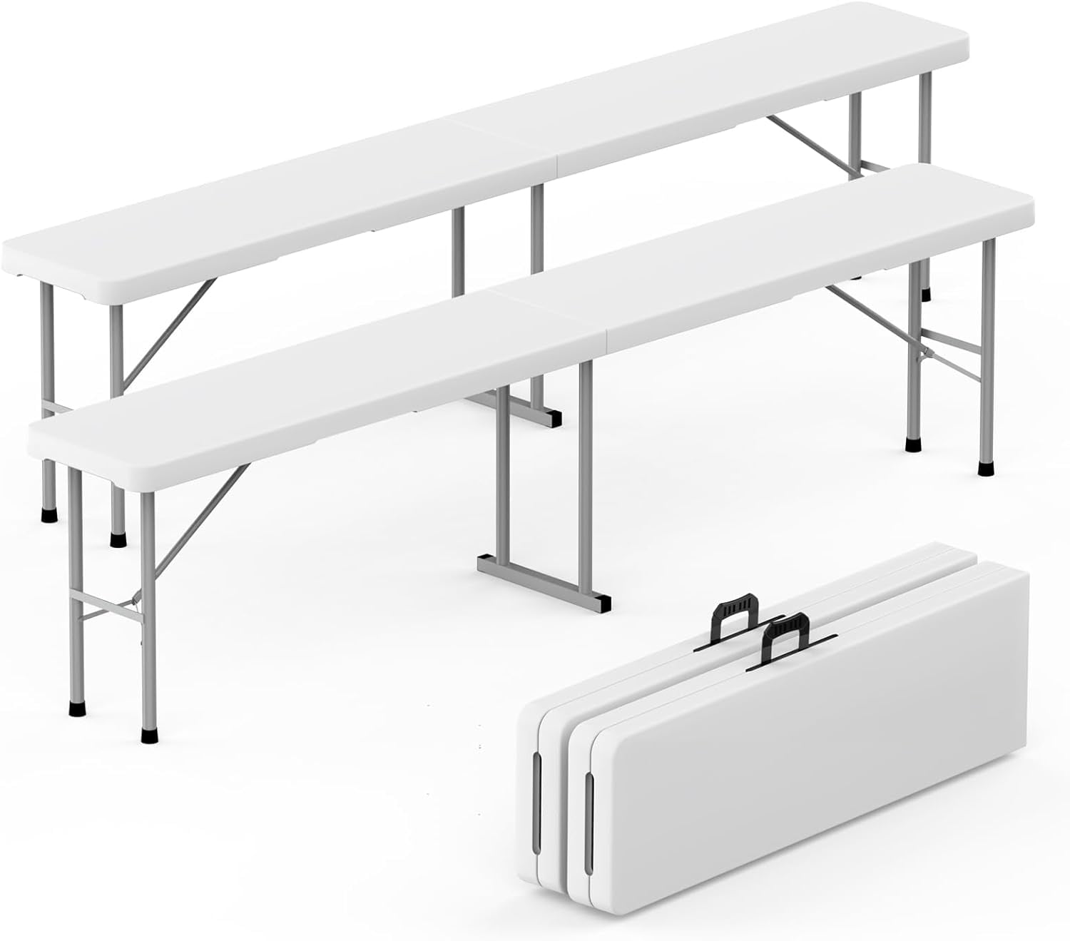 Folding Bench 6 ft, Foldable Bench with Handle and Smooth HDPE Tabletop ...