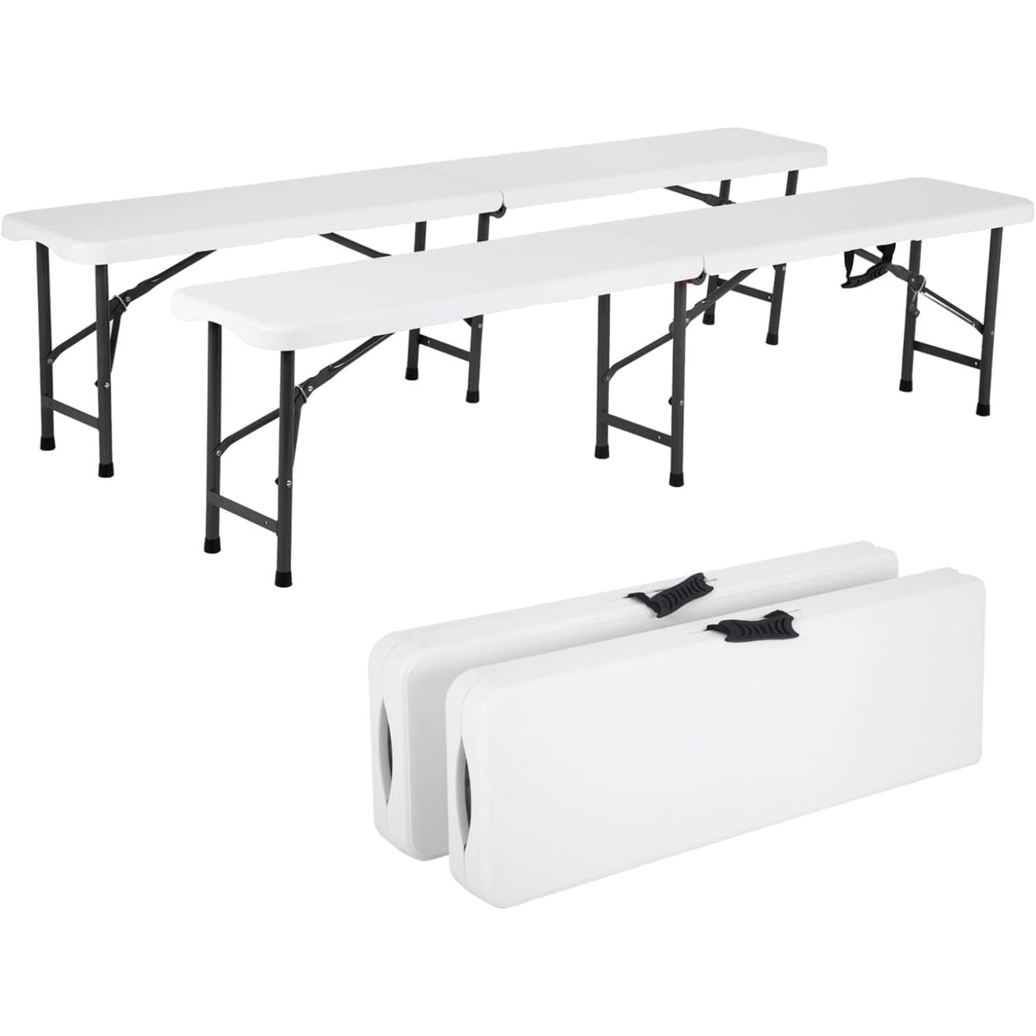 Folding Bench Seat, Set of 2 Foldable Bench Seating with Carrying ...