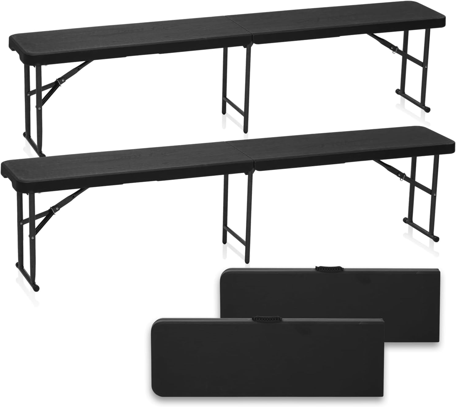 Folding Benches 6ft 2 Pack, Durable Foldable Bench for Indoor and ...
