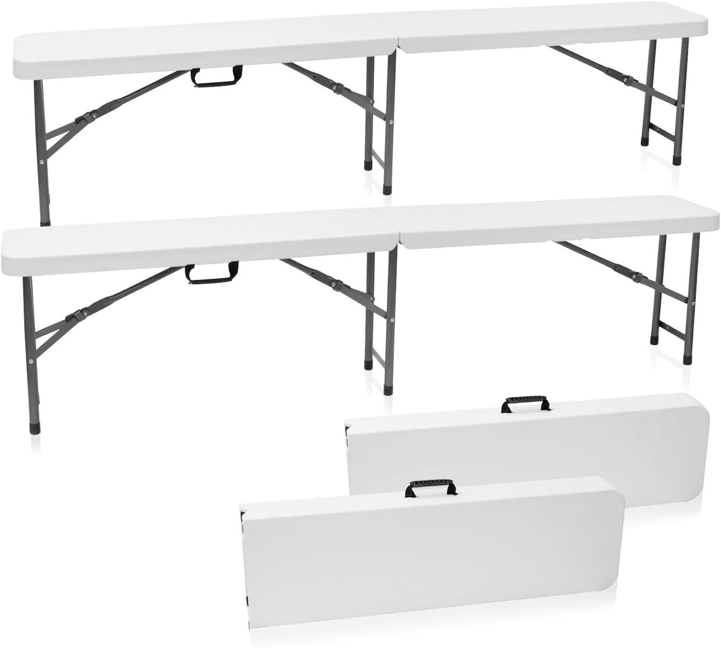 Folding Benches 6ft 2 Pack, Durable Foldable for Indoor and Outdoor Use ...