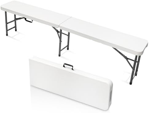 Folding Benches 6ft, Durable Foldable Bench for Indoor and Outdoor Use ...