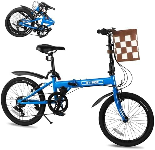 Folding Bike with Detachable Basket, 20 inch Adult Foldable Bicycle ...