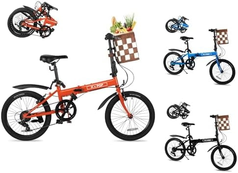 Folding Bike with Detachable Basket, 20 inch Adult Foldable Bicycle ...