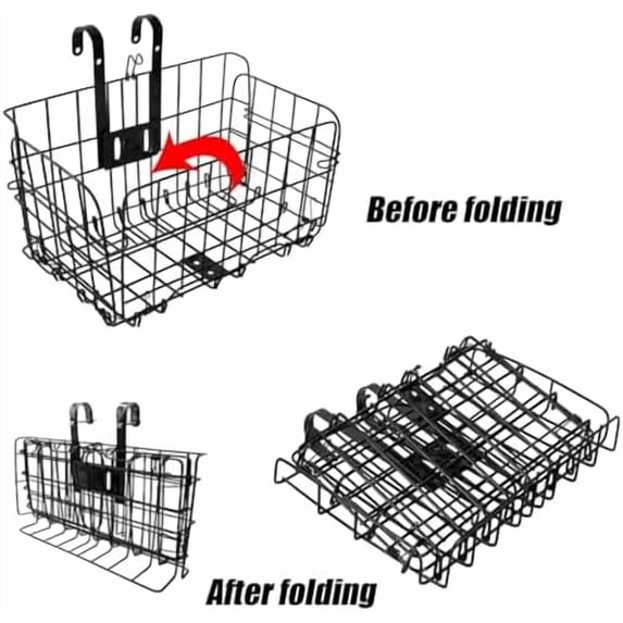 Folding Bike Front Basket Bicycle Wire Basket with Handles Easy ...