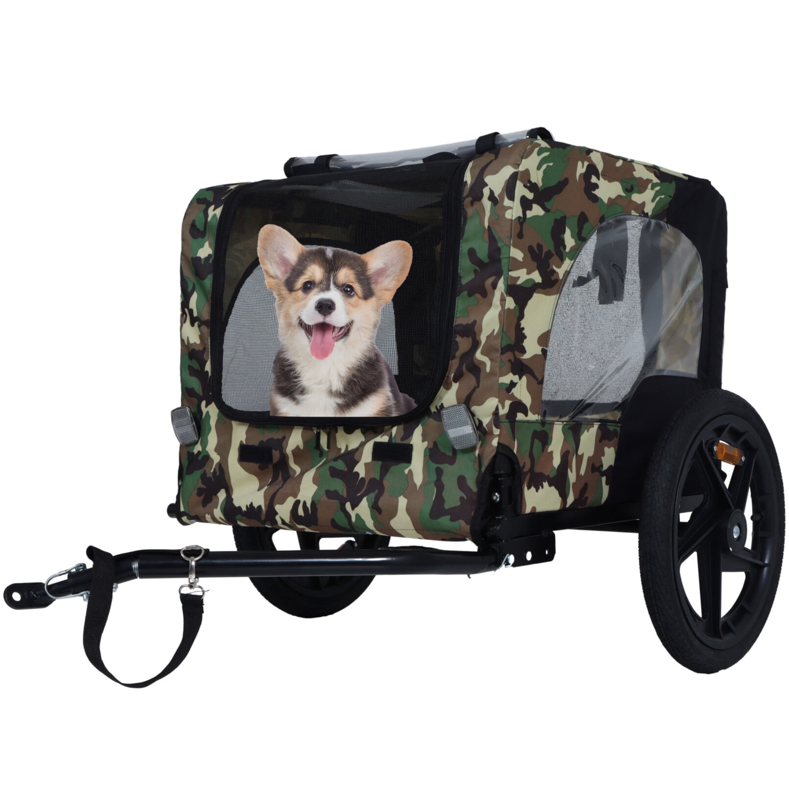 Folding Bike Trailer for Dogs, All-Terrain Pet Carrier with Quick ...