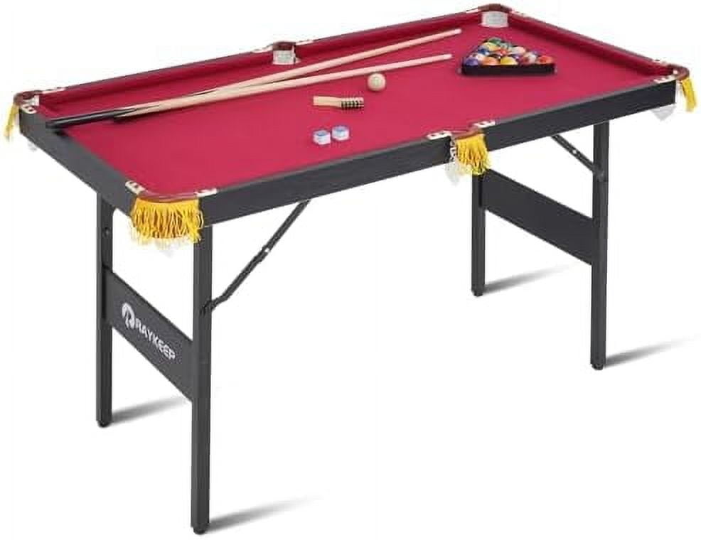 Folding Billiard Table, Portable Pool Table Indoor Arcade Set with Cues ...