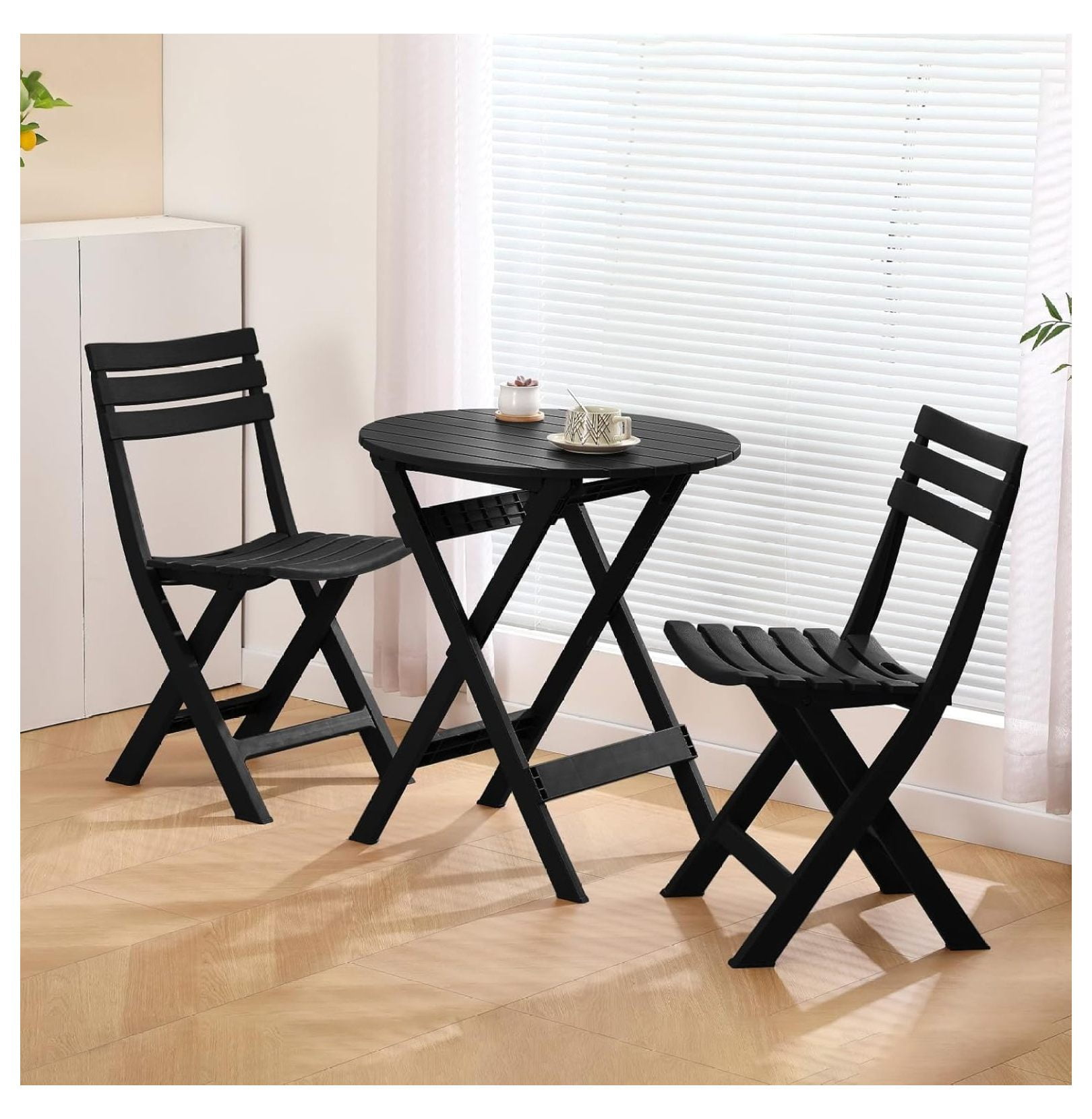 Folding Bistro Set Foldable Outdoor Cafe Table and Chairs for 2 Small ...