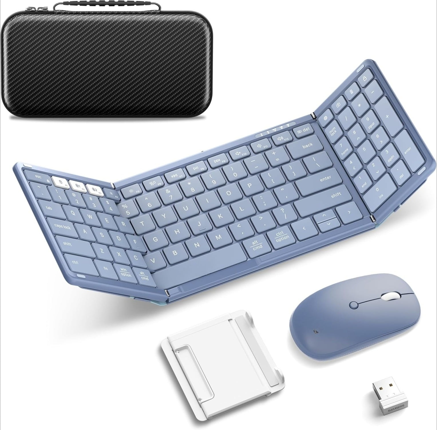 Folding Bluetooth Keyboard Combo, Full-Size Portable Travel Keyboard ...