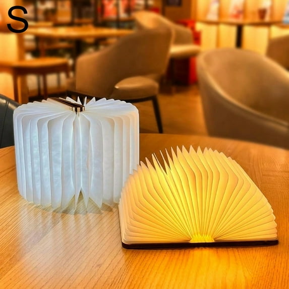 Folding Book Lamp, Wooden Book Light(3 Color,Portable USB Rechargeable ...