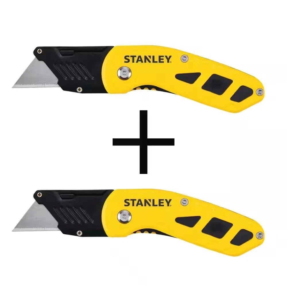 Folding Box Cutter (2-Pack) Utility Pocket Knife Blade Work Push Button ...