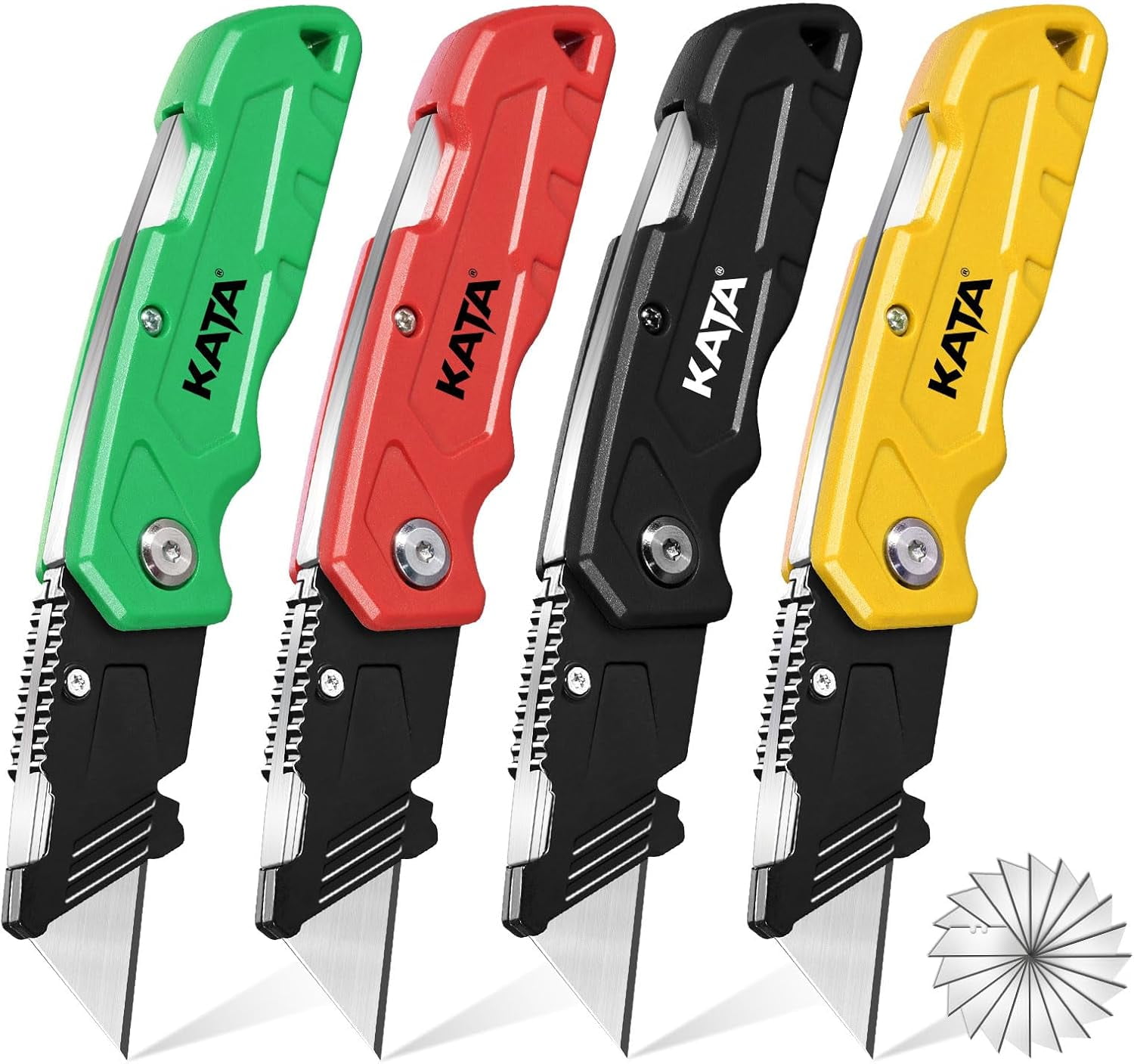Folding Box Cutter Knives: 4-Pack Heavy Duty Utility Knife Pocket Box ...