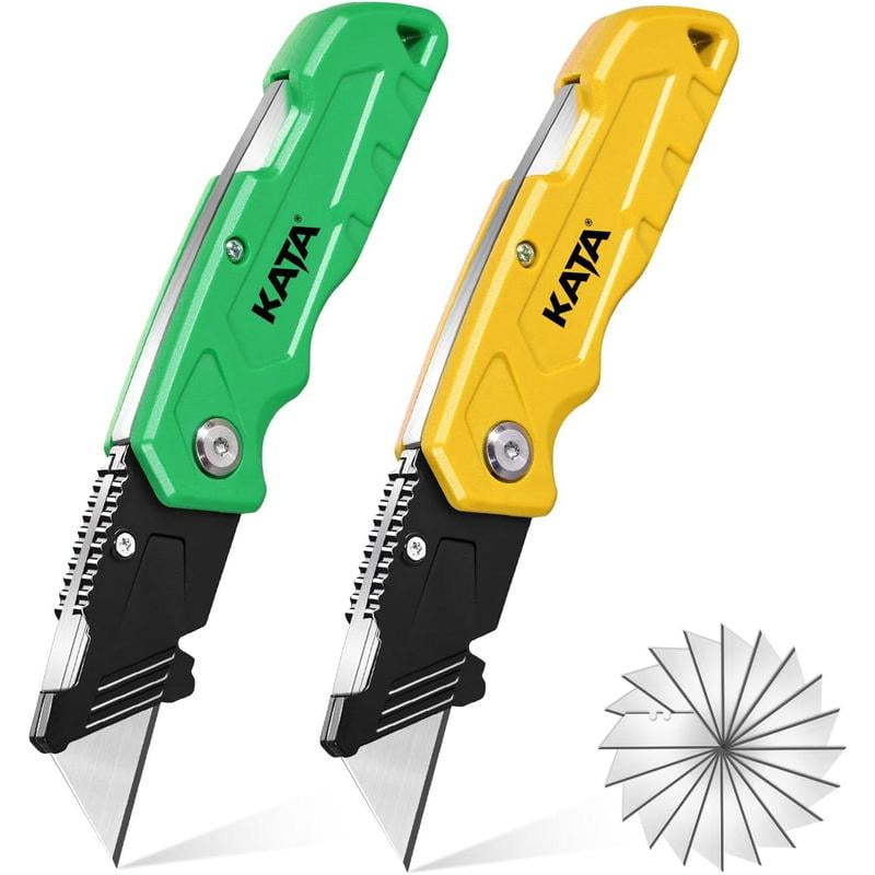 Folding Box Cutter Knives: 4-Pack Heavy Duty Utility Knife Pocket Box ...