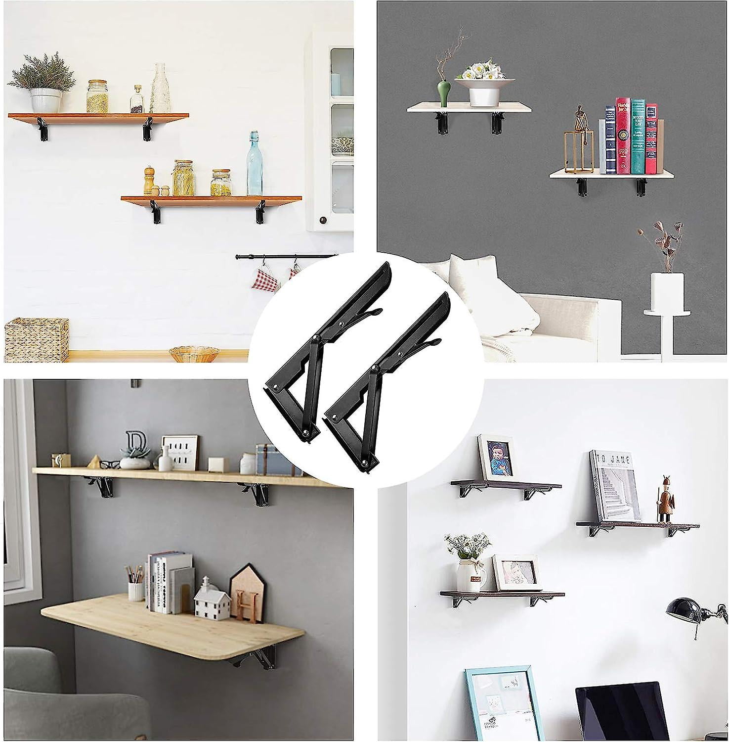 Folding Bracket 250mm Folding Wall Shelf, 2 Pieces Stainless Steel ...