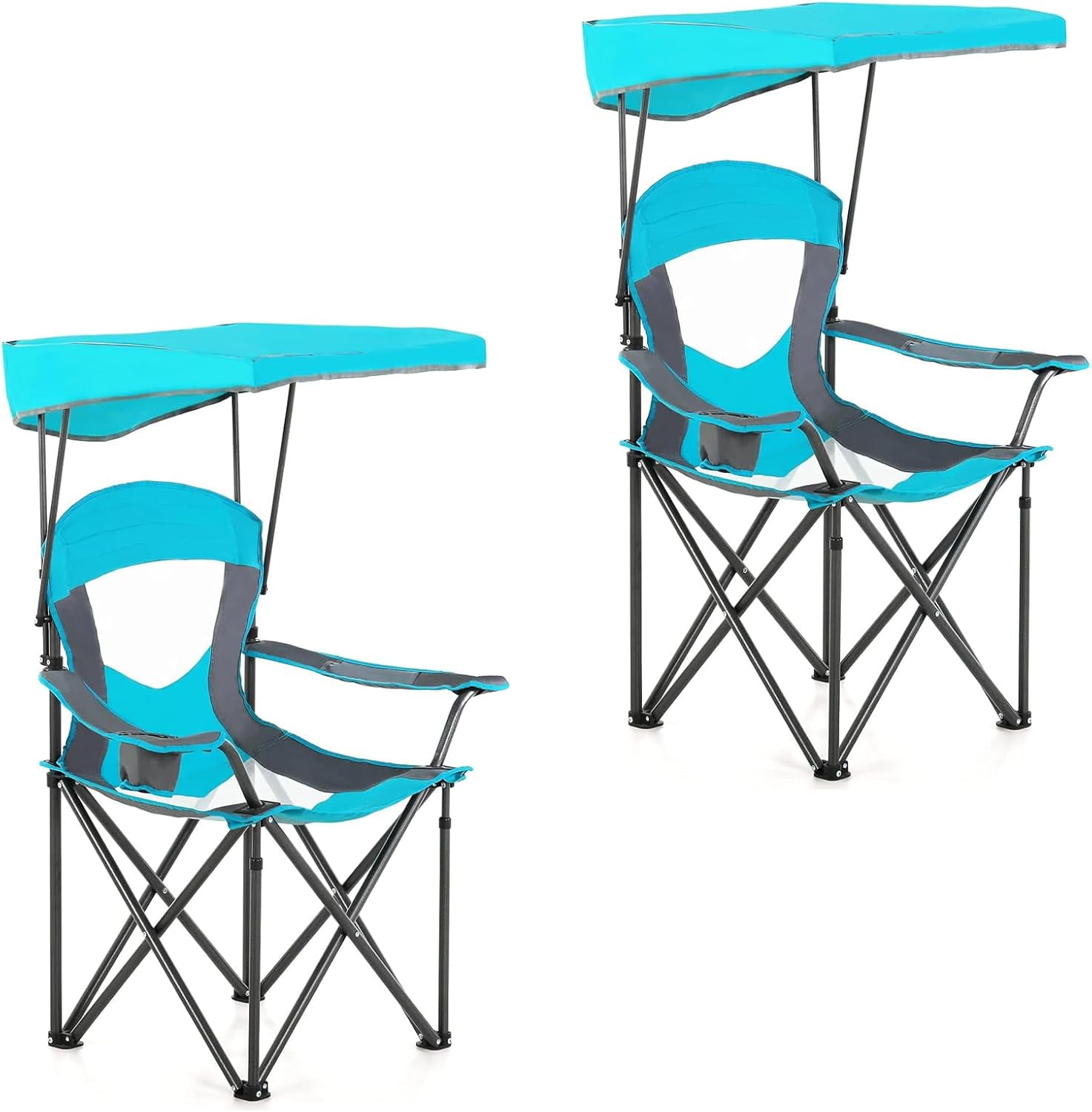 Folding Camp Chair with Retractable UPF 50+ Shade Canopy, Portable ...
