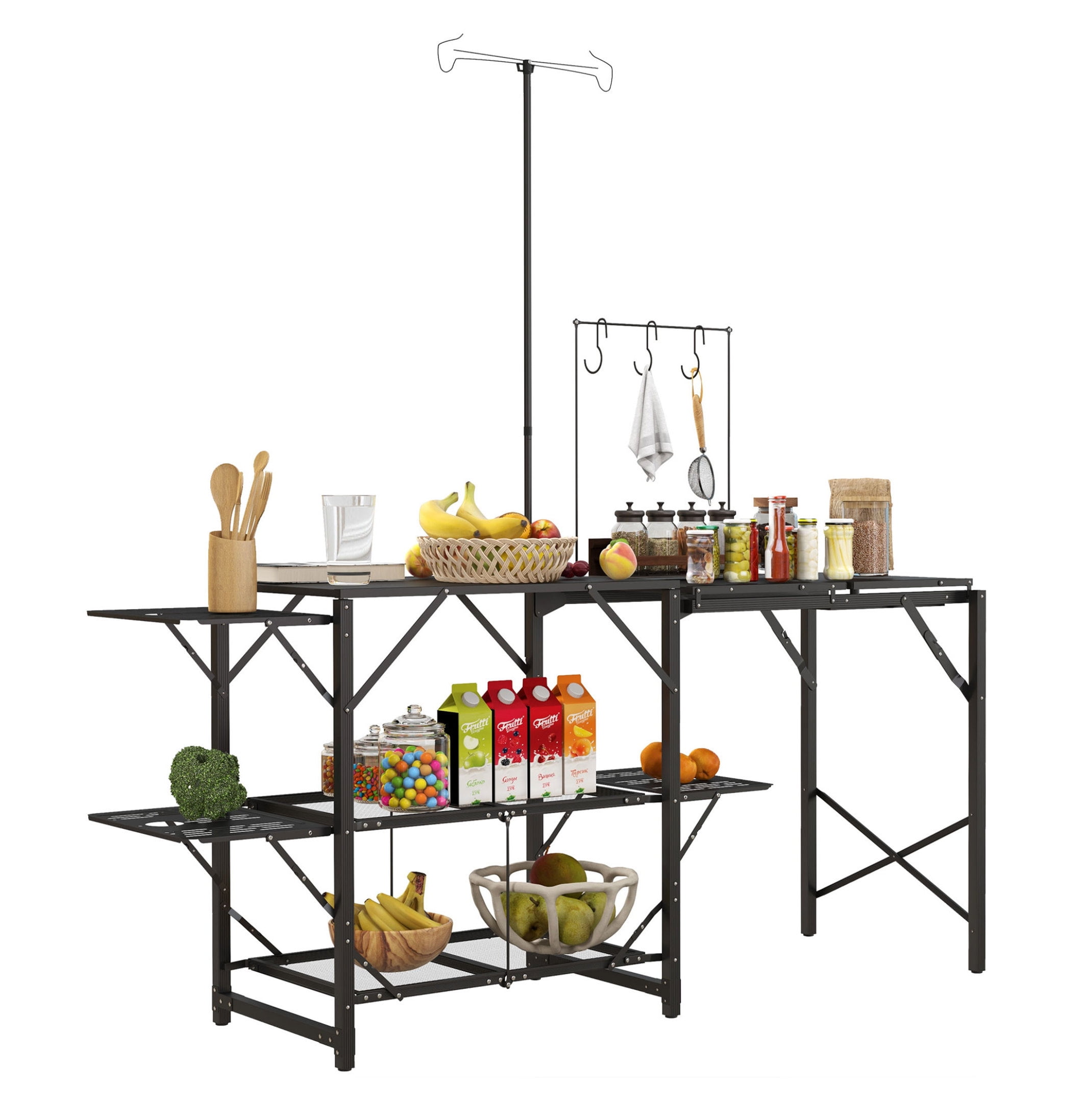 Folding Camp Kitchen Table, Portable Camping Cooking Station with ...