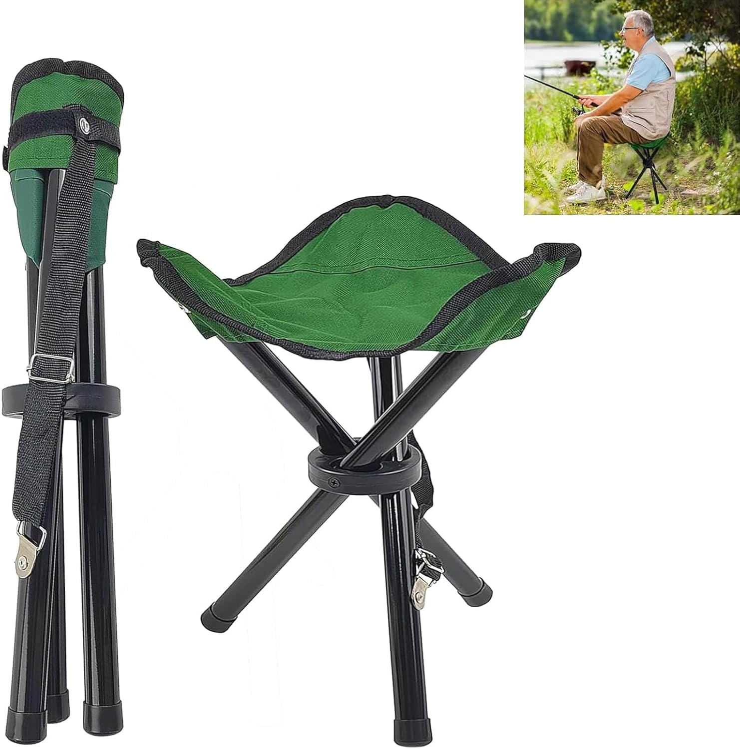 Folding Camp Stool, Portable Tripod Seat, Travel Folding Camping Stool ...