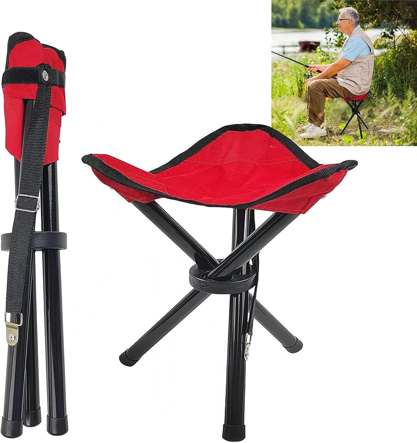 Folding Camp Stool, Portable Tripod Seat, Travel Folding Camping Stool ...