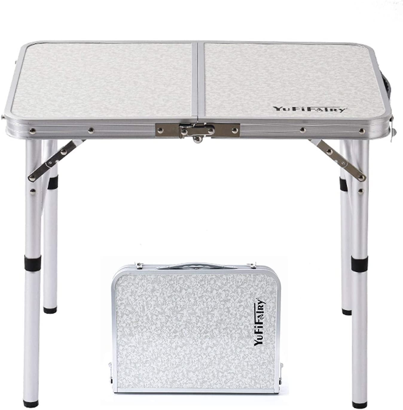 Folding Camp Table Small, 24''L x16''W with Adjustable Height Legs ...