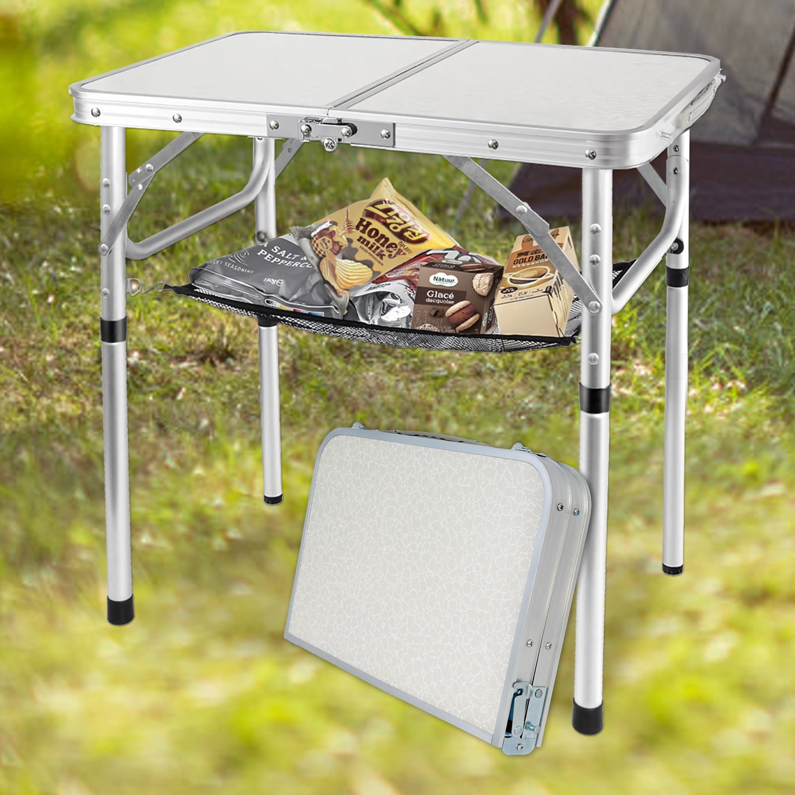 Folding Camp Table with Adjustable Height Legs, Indoor Outdoor ...