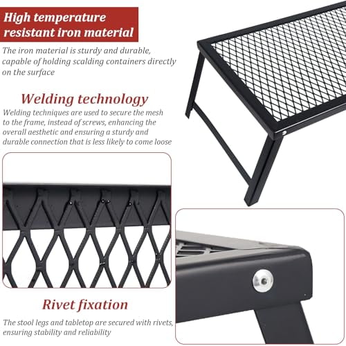 Folding Campfire Grill, 21.6" Portable Camping Grates Over Fire Pit ...