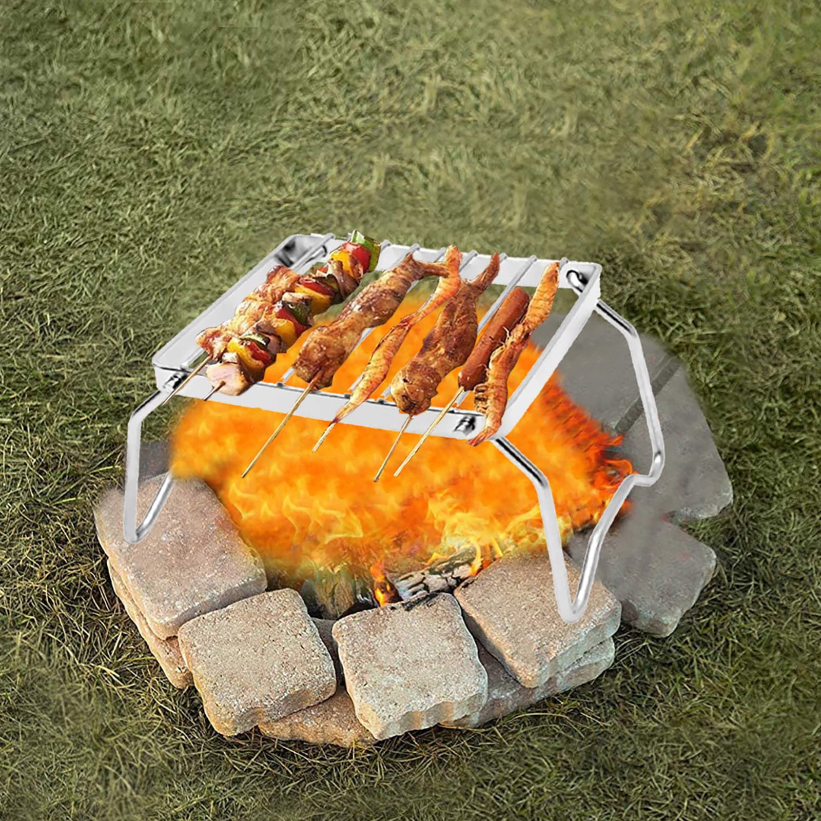 Folding Campfire Grill 304 Stainless Steel Grate, Portable Heavy Duty ...
