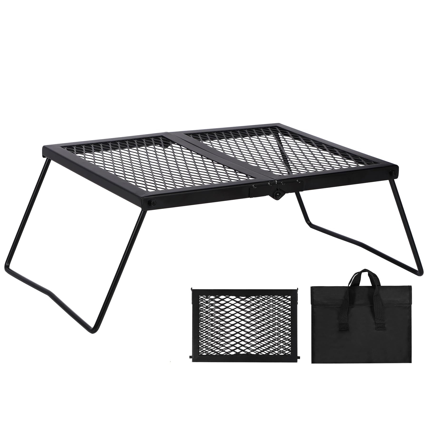 Folding Campfire Grill Heavy Duty Steel Grate, Portable Camp Fire ...